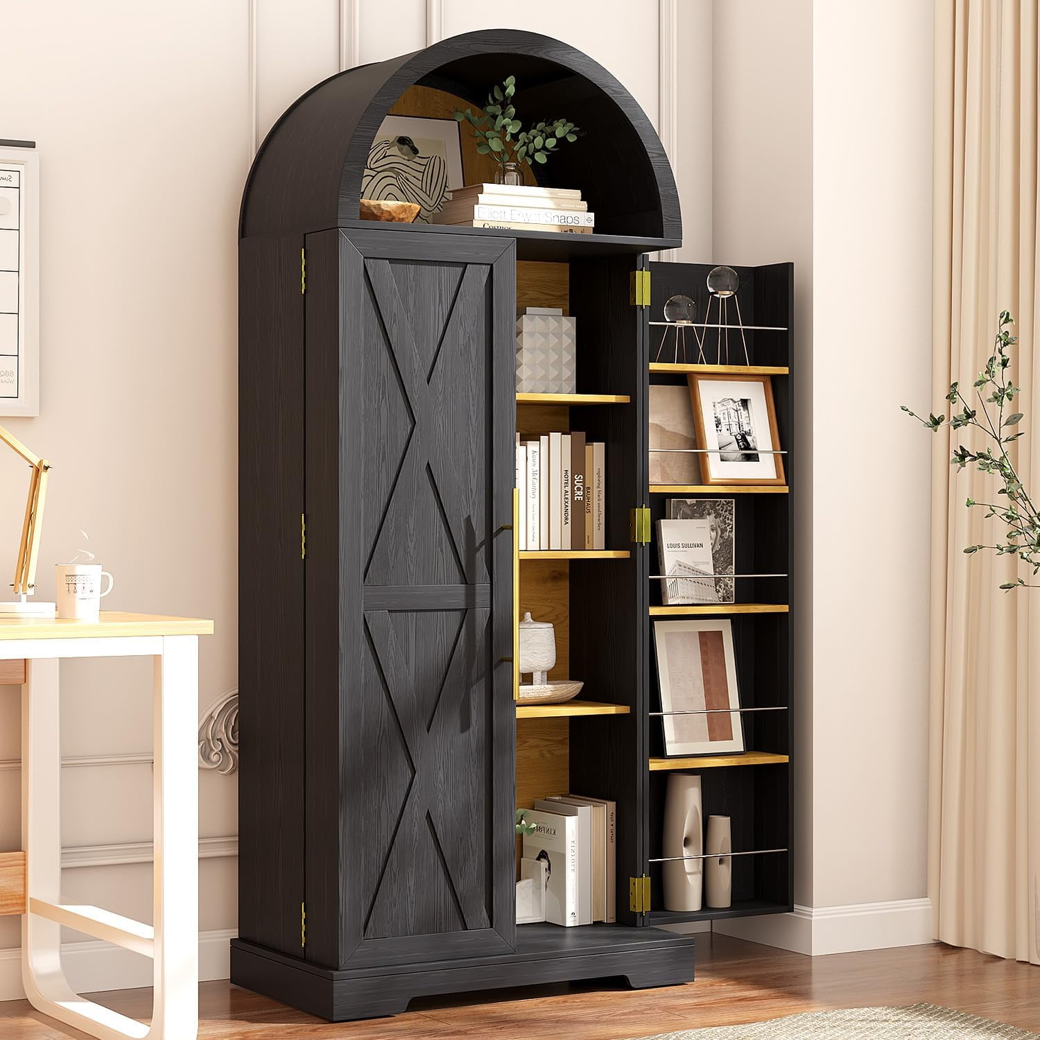 Arch Cabinet - 65" Freestanding Pantry Kitchen Storage with 4 Large ...