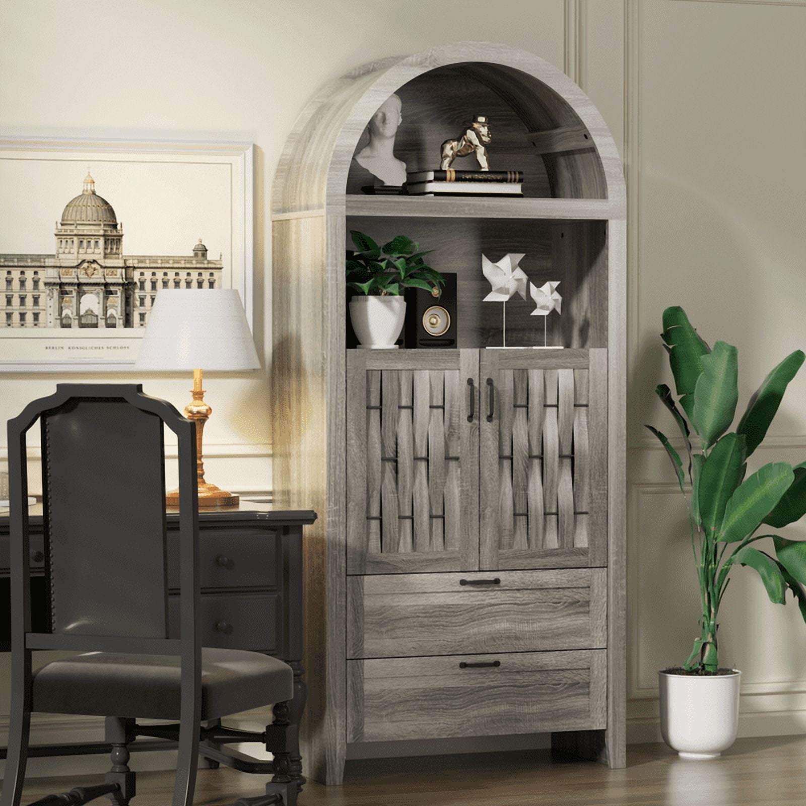 Arch Cabinet, 71" Kitchen Pantry Cabinets with Doors & 2 Drawers ...