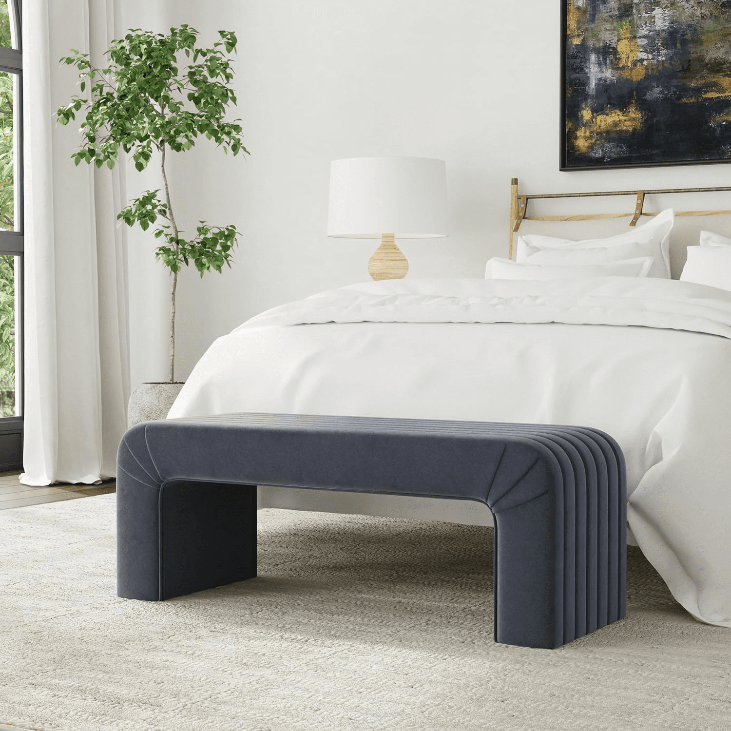 Arch Channel Bedroom Bench Ottoman 48" Entryway Bench and Shoe Bench ...
