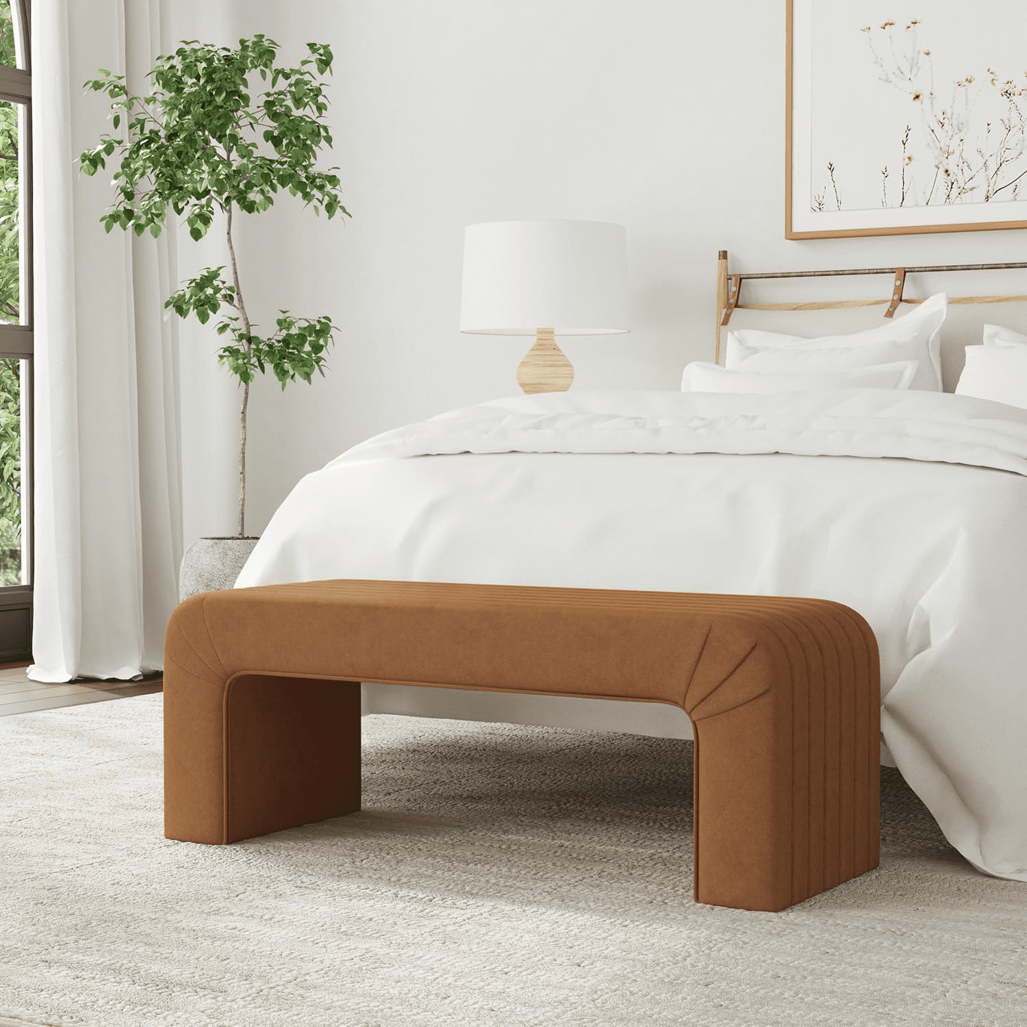 Arch Channel Bedroom Bench Ottoman 48" Entryway Bench and Shoe Bench ...