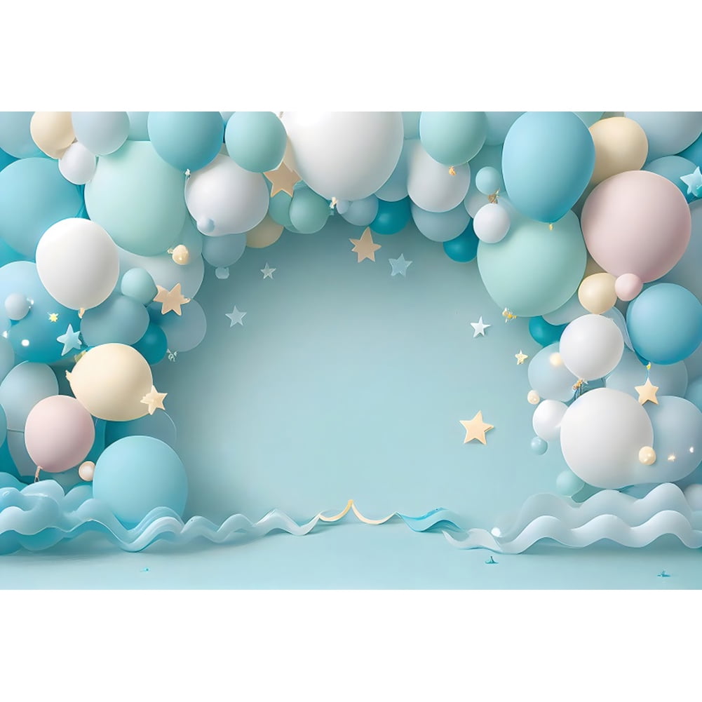 Arch Colorful Balloons Car Birthday Background Blue Sky Cloud Newborn ...