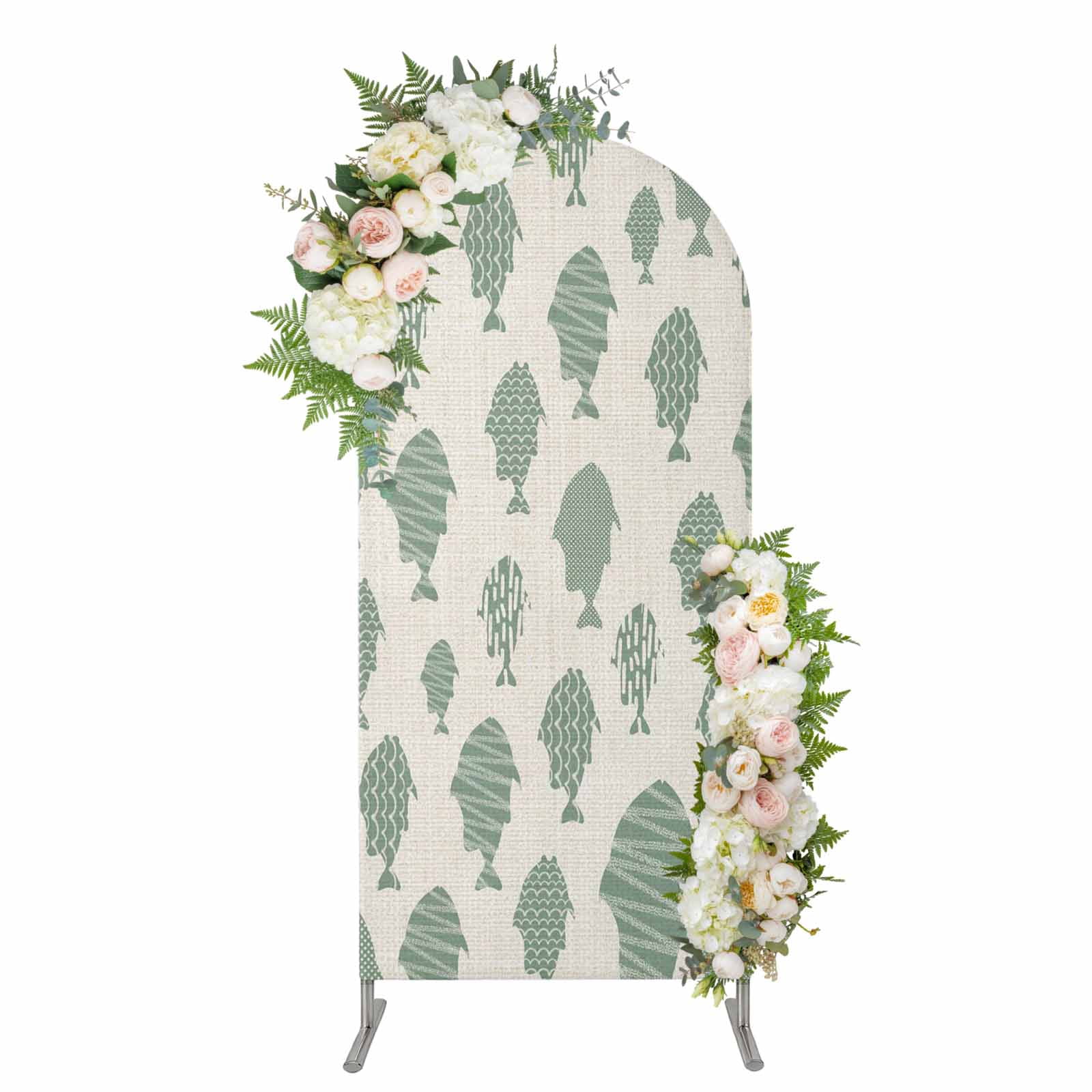 Arch Covers, Abstract Art Fish Green Arch Covers Stretchy Backdrop 5'x2 ...