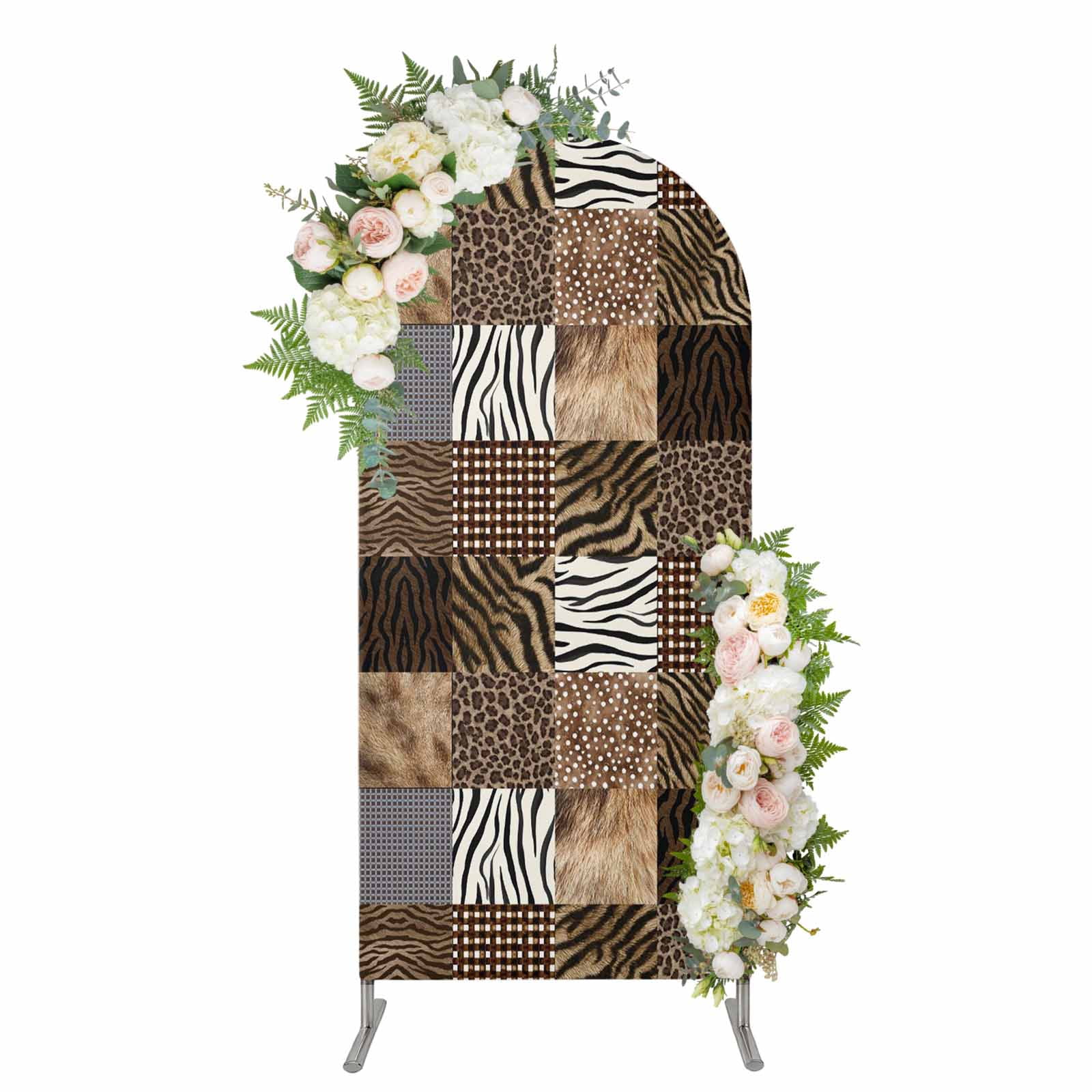 Arch Covers, Animal Print Plaid Arch Covers Stretchy Backdrop 7.2'x4 ...