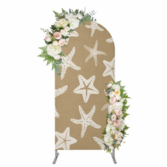 Arch Covers, Beige Brown Starfish Coastal Arch Covers Stretchy Backdrop ...