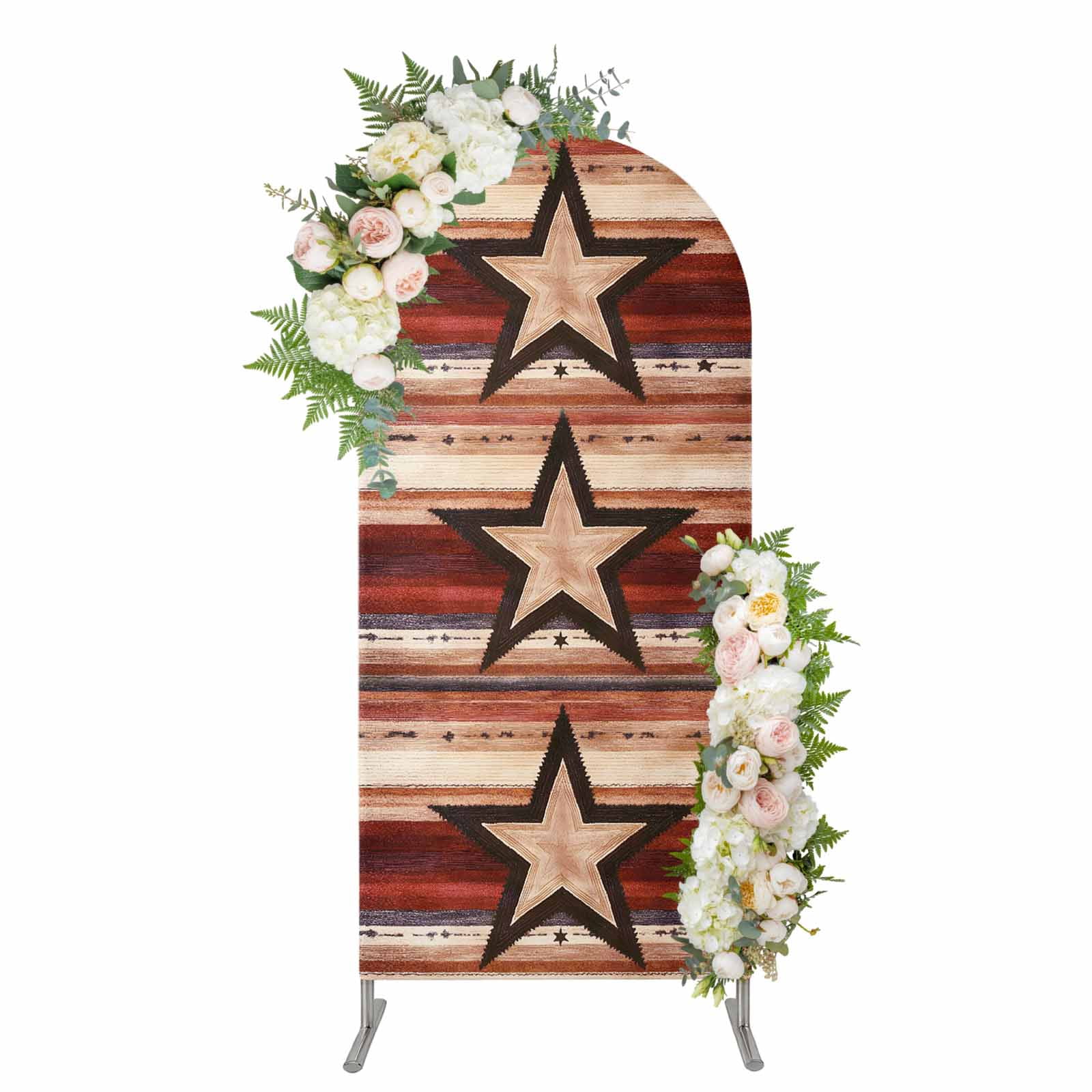 Arch Covers, Brown Red Star Western Arch Covers Stretchy Backdrop 7.2 ...