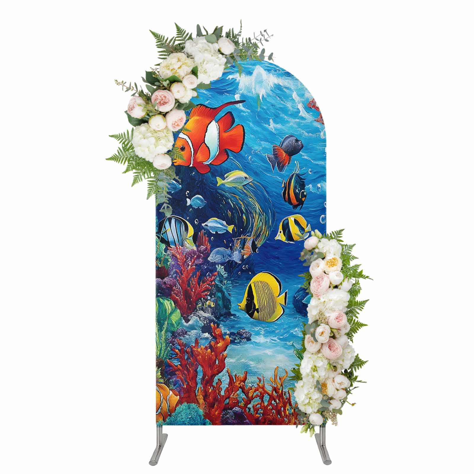 Arch Covers, Cartoon Fish Arch Covers Stretchy Backdrop 7.2'x4', Blue ...