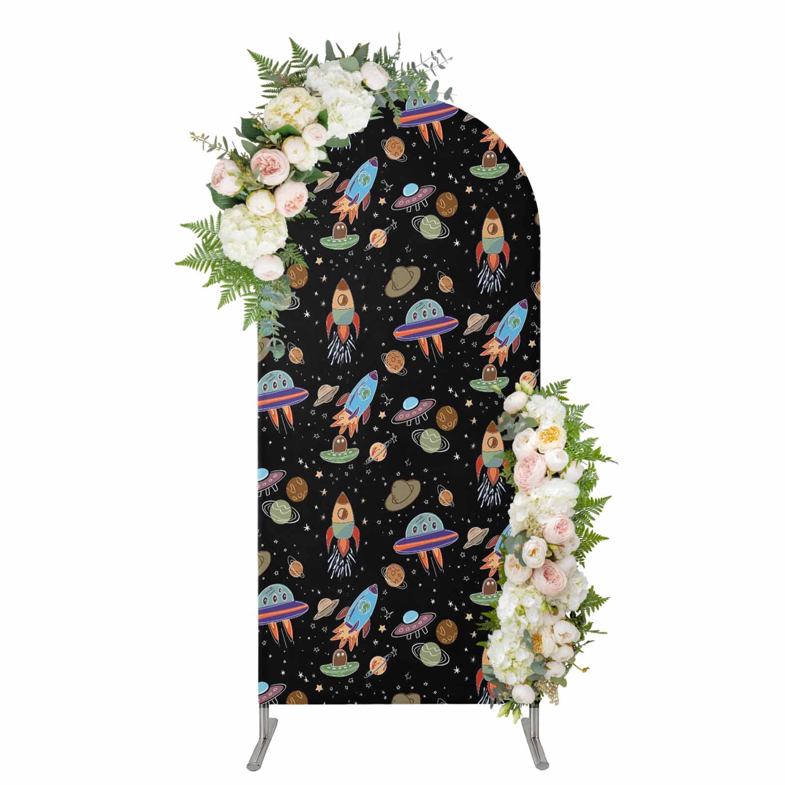 Arch Covers, Cute Black Space Arch Covers Stretchy Backdrop 4'x1.65 ...