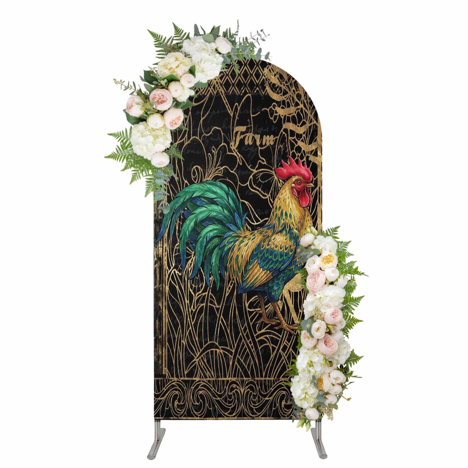 Arch Covers, Vintage Rooster Arch Covers Stretchy Backdrop 6.6'x3.3 ...