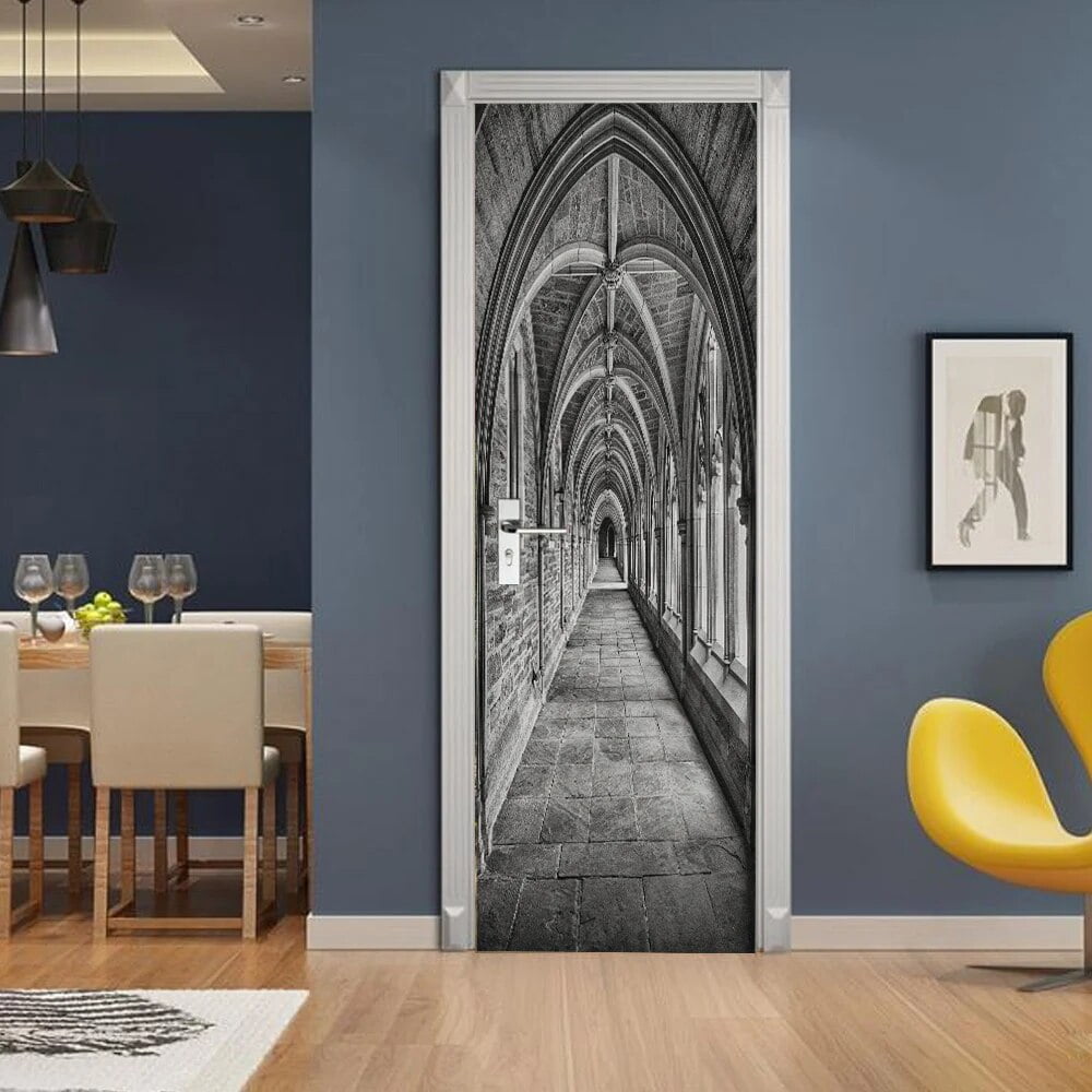 Arch Door Door Sticker Modern Corridor Space Tunnel Vision Extension ...