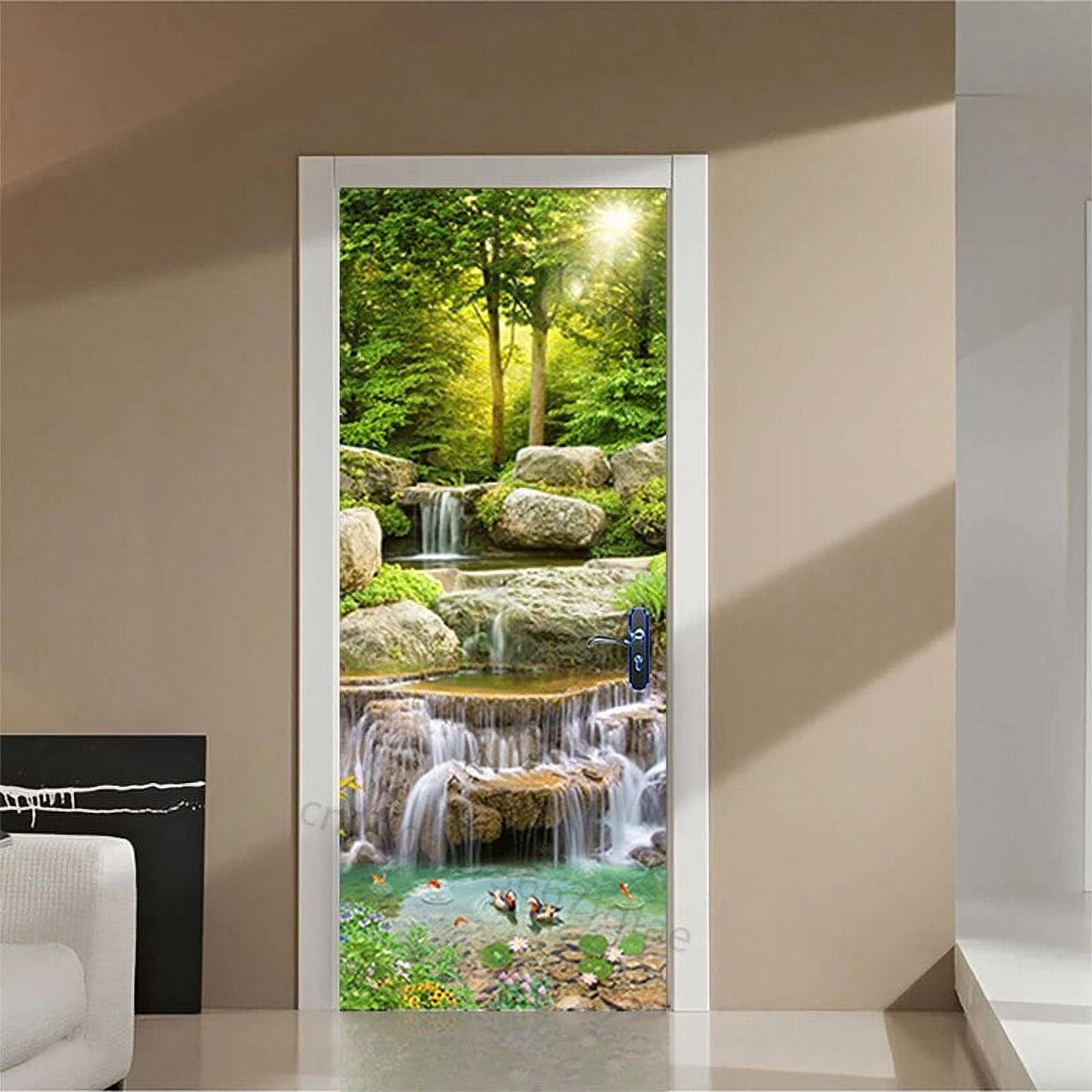 Arch Door Sticker Self Adhesive Plant Flowers Photo 3D Wallpaper Whole ...