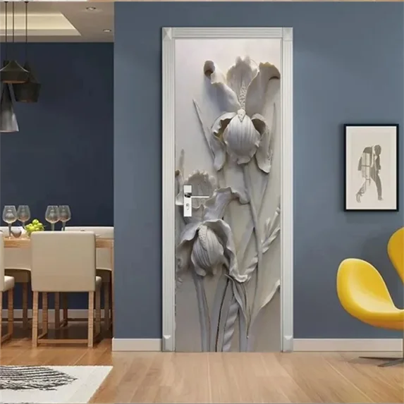 Arch Floral Wallpaper 3D Flower Door Sticker DIY Self-Adhesive Home ...