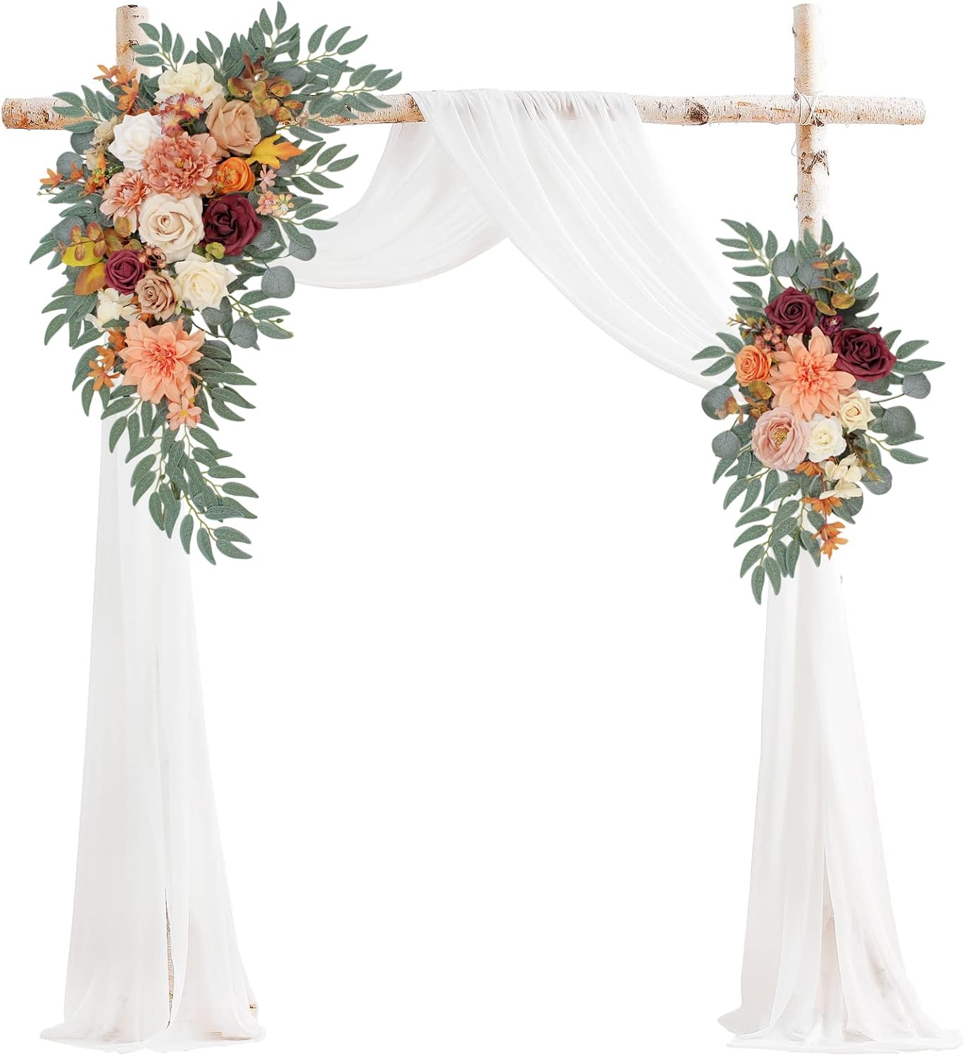 Arch Flowers with Drapes Kit (Pack of 3) for Wedding Ceremony Arbor and ...