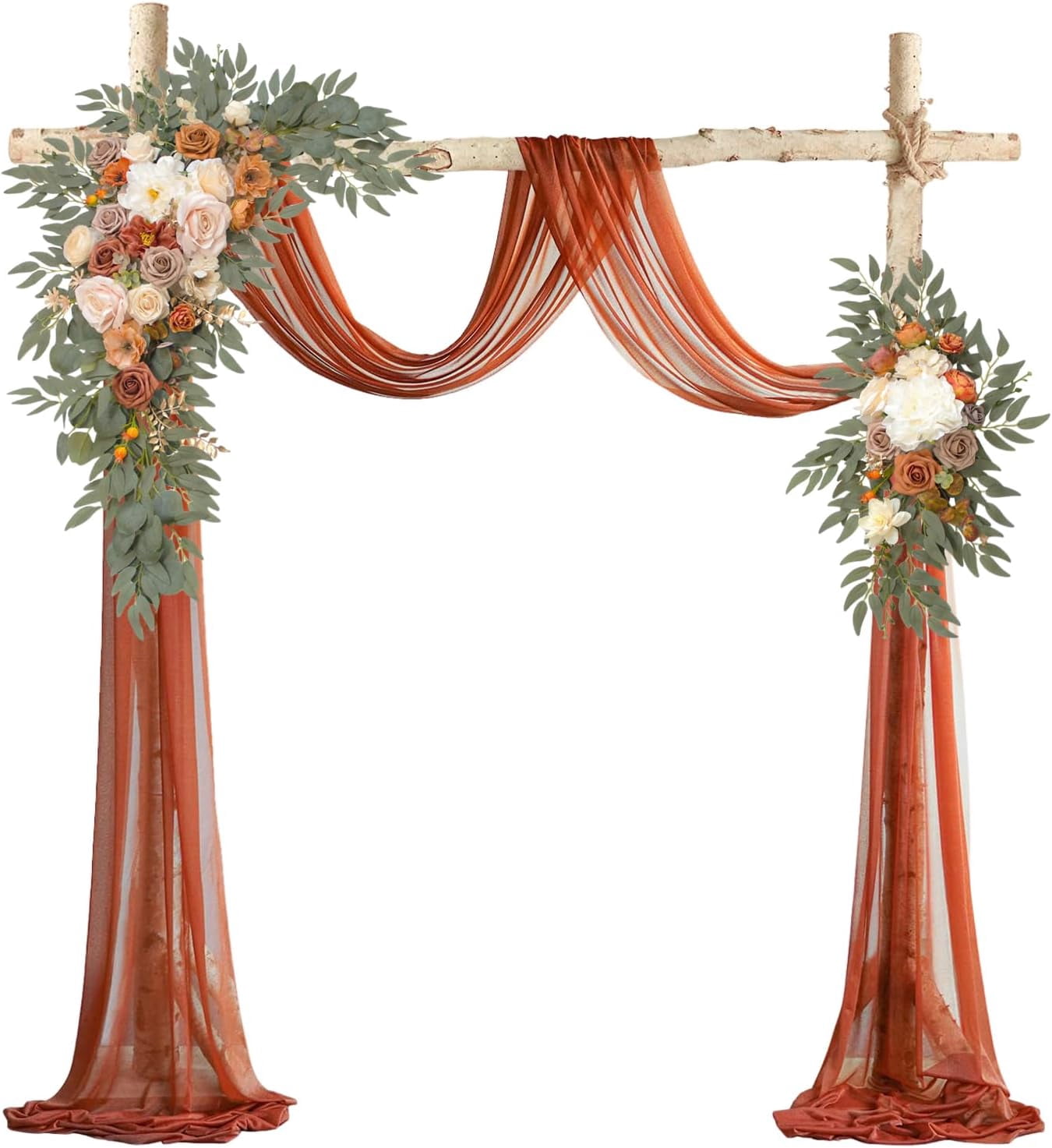 Arch Flowers with Drapes Kit (Pack of 3) for Wedding Ceremony Arbor and ...