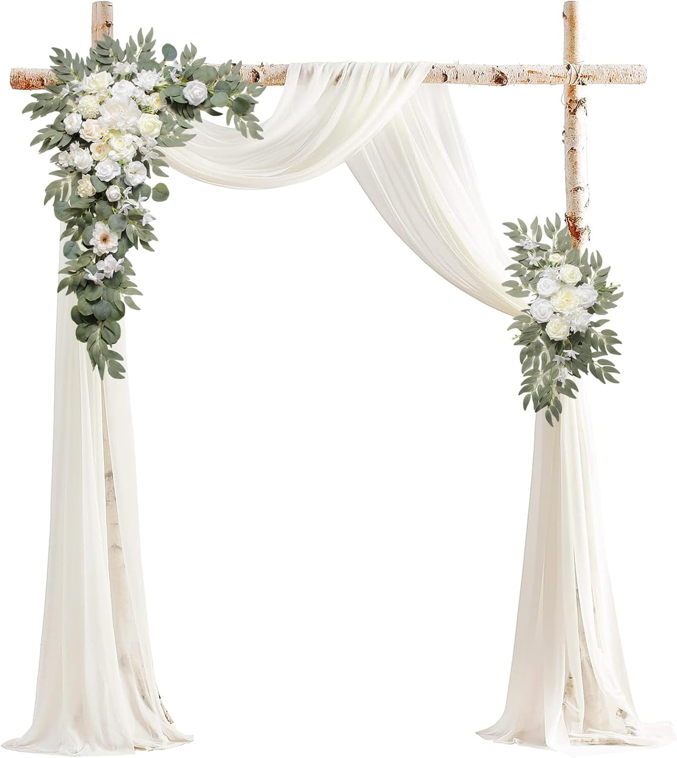 Arch Flowers with Drapes Kit (Pack of 3) for Wedding Ceremony Arbor and Reception Backdrop ...