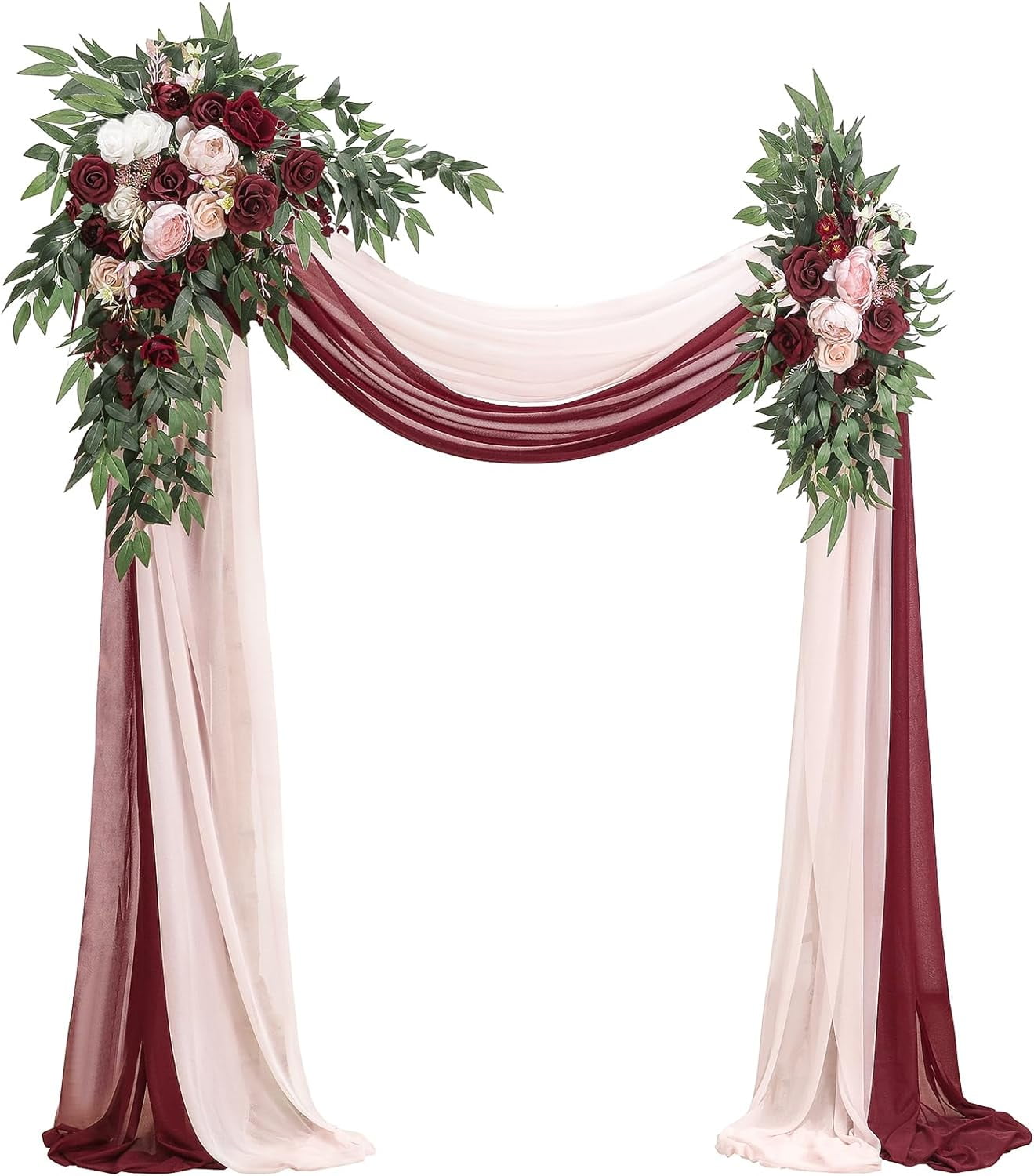 Arch Flowers with Drapes Kit (Pack of 4) - 2pcs Artificial Burgundy ...