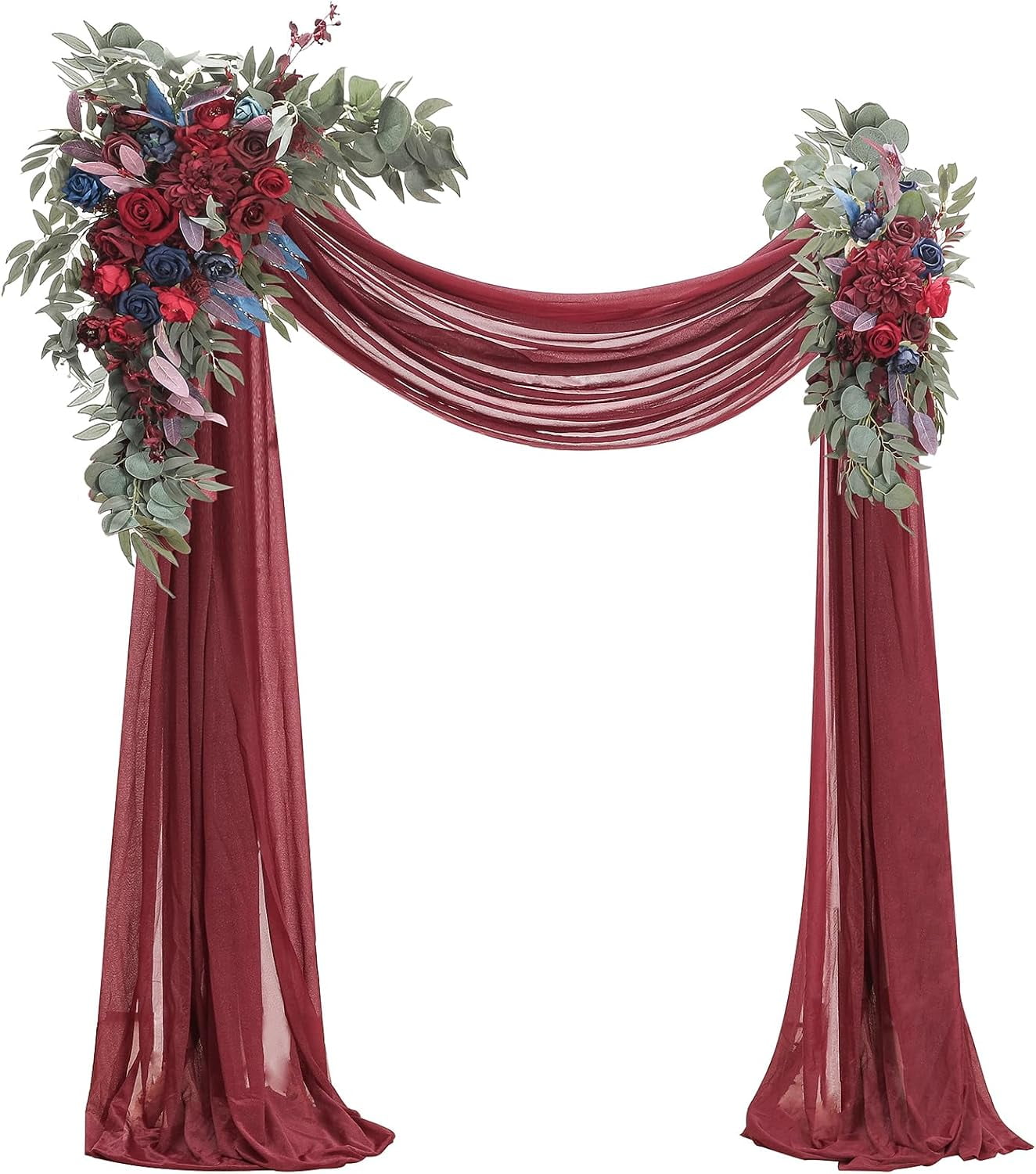 Arch Flowers with Drapes Kit (Pack of 4) - 2pcs Artificial Burgundy ...