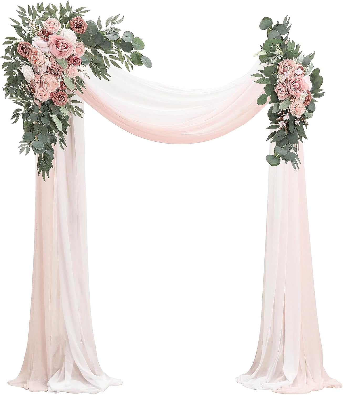 Arch Flowers with Drapes Kit (Pack of 4) - 2pcs Artificial Dusty Rose ...