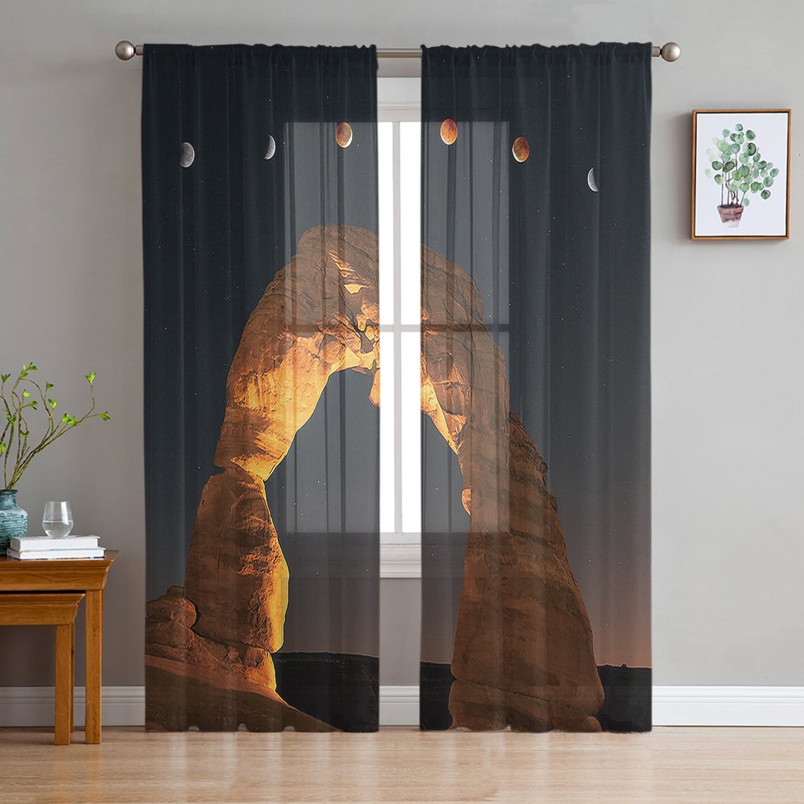 Arch Flowers Sea Printed Curtains Drape Sheer Tulle Home ration Living ...