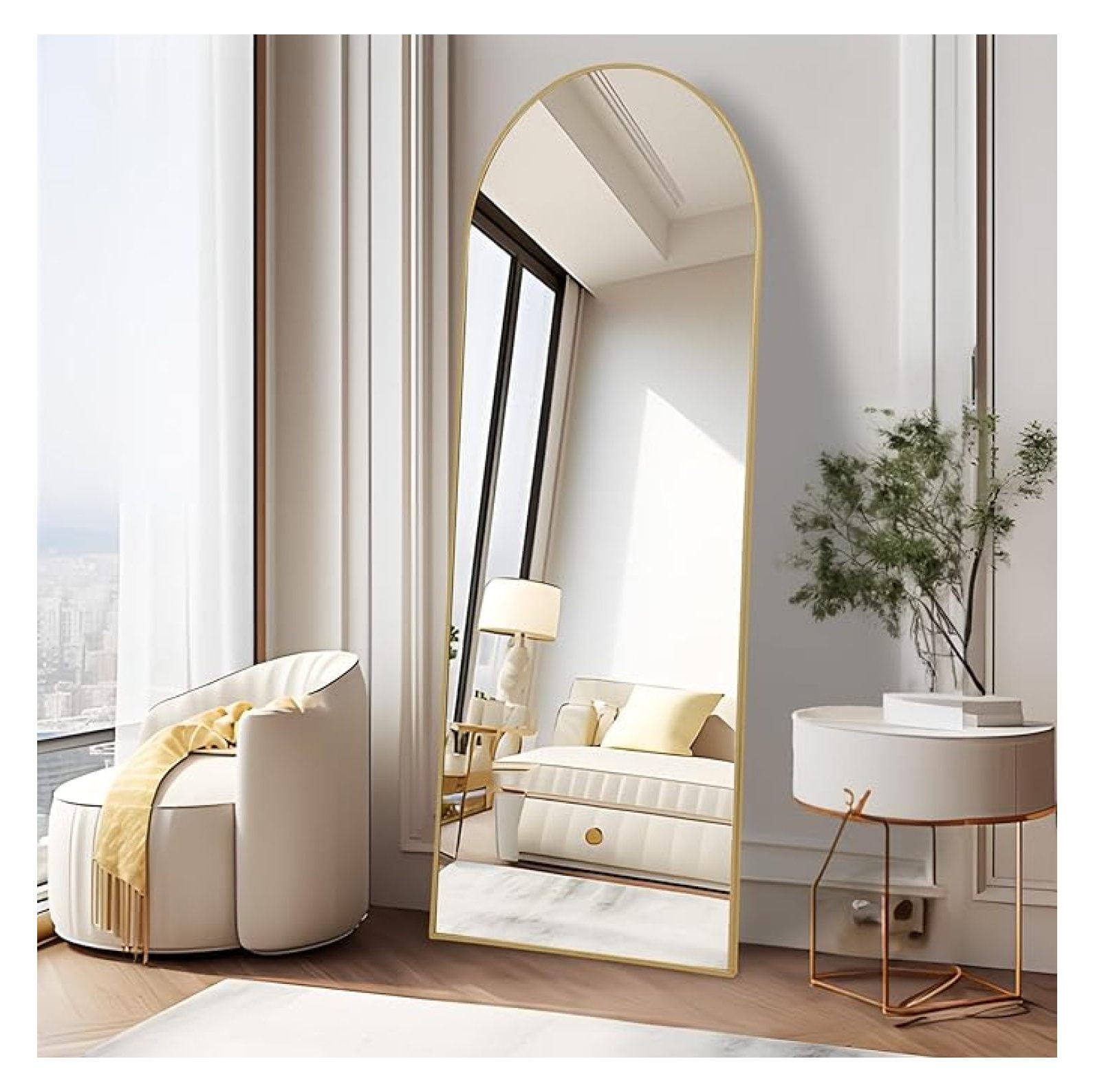 Arch Full Length Mirror, 64" x 21", Arched Top Frame, Wall Mount or ...