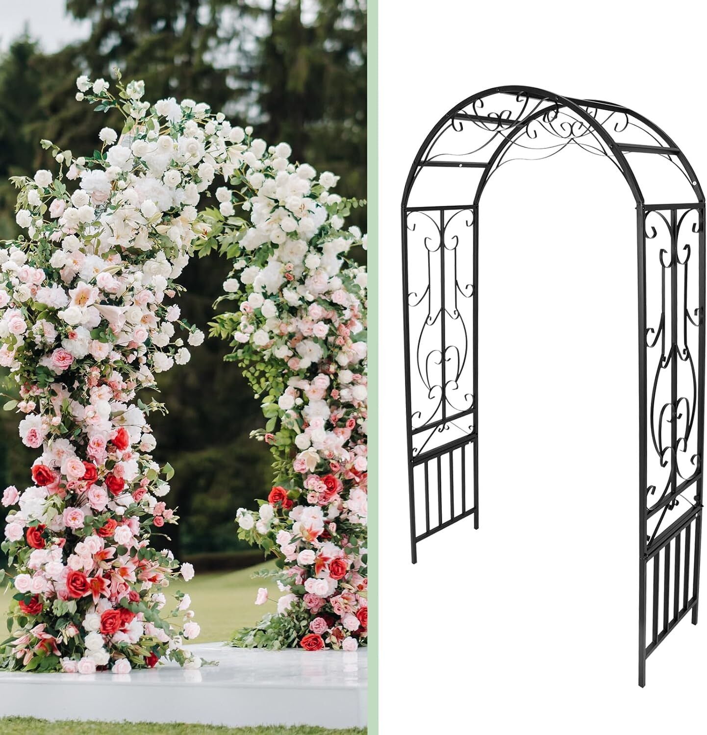 Arch Garden Arbor Curved GardenTrellis for Climbing Plants Outdoor ...