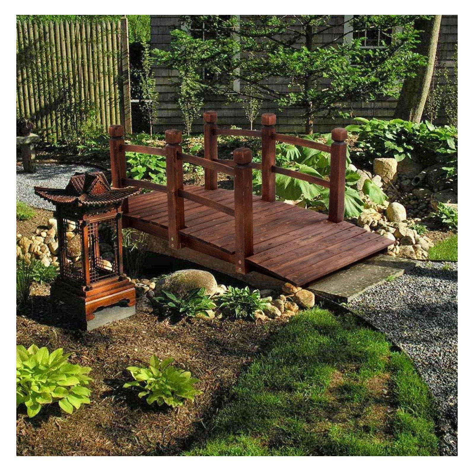 Arch Garden Bridge, Anticorrosive Wooden Stained Finish Footbridge with ...