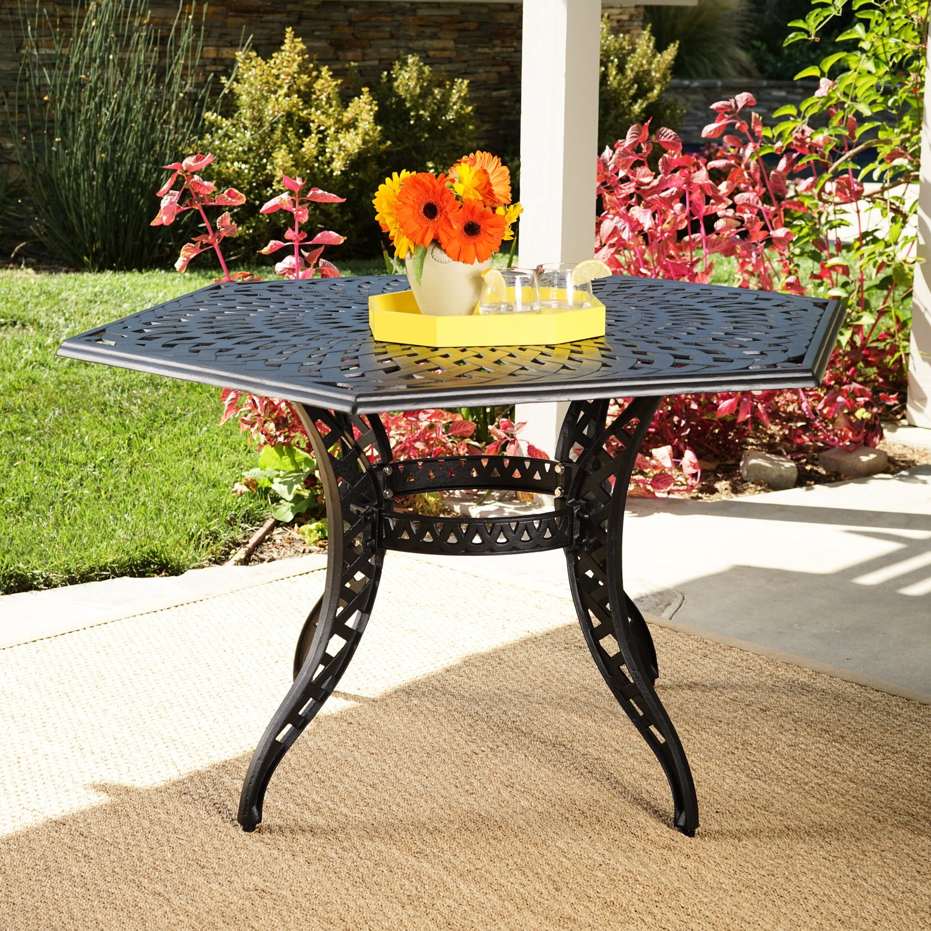 Arch Ii Mesh Outdoor Table - Aluminium, Black, 30 In Tall, Umbrella ...