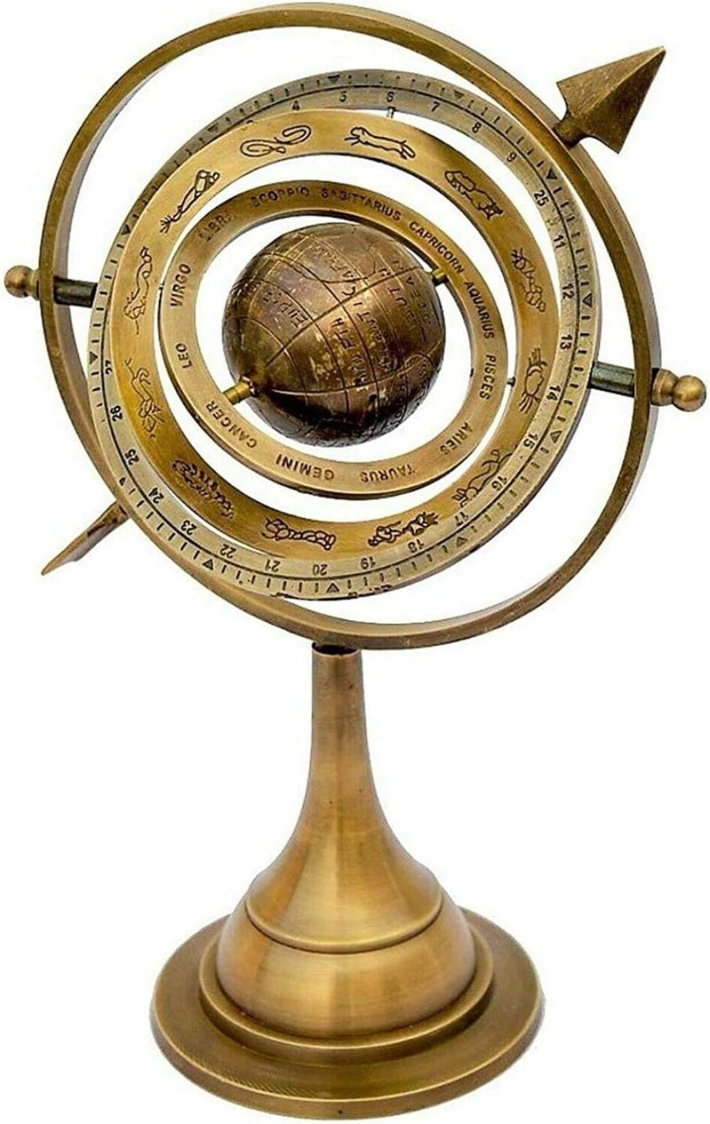 Arch Instrument 11" Antique Brass Armillary Sphere with Sundial Arrow ...