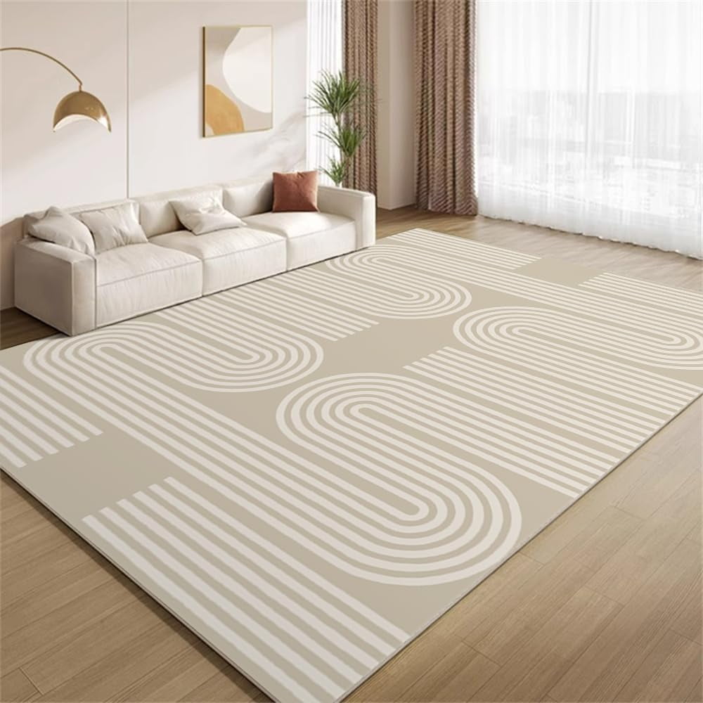 Arch Line Brown Area Rugs Minimalist Modern Art Rugs Soft Non Slip ...