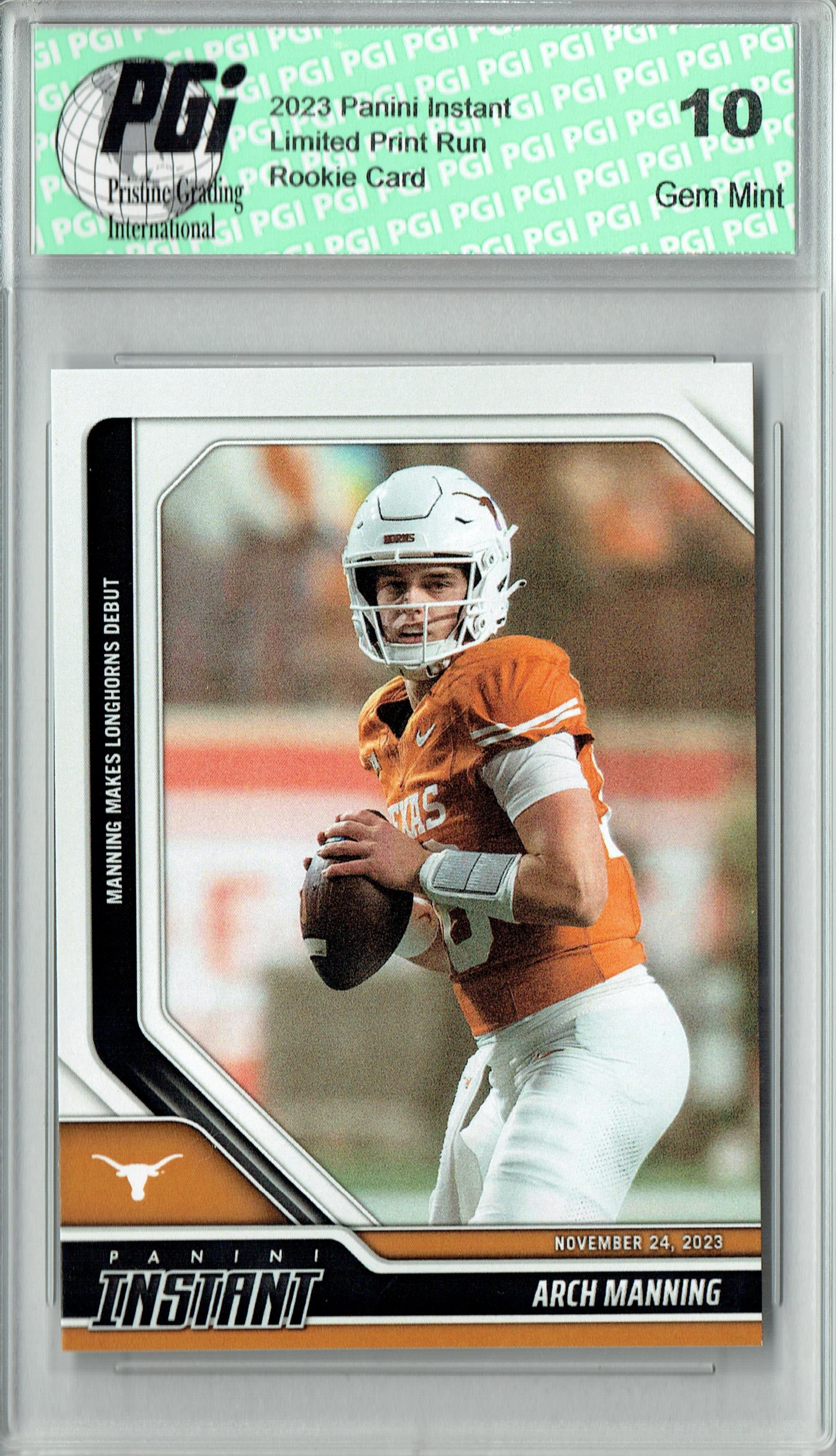 Arch Manning 2023 Panini Instant #42 Makes Longhorns Debut Rookie Card ...