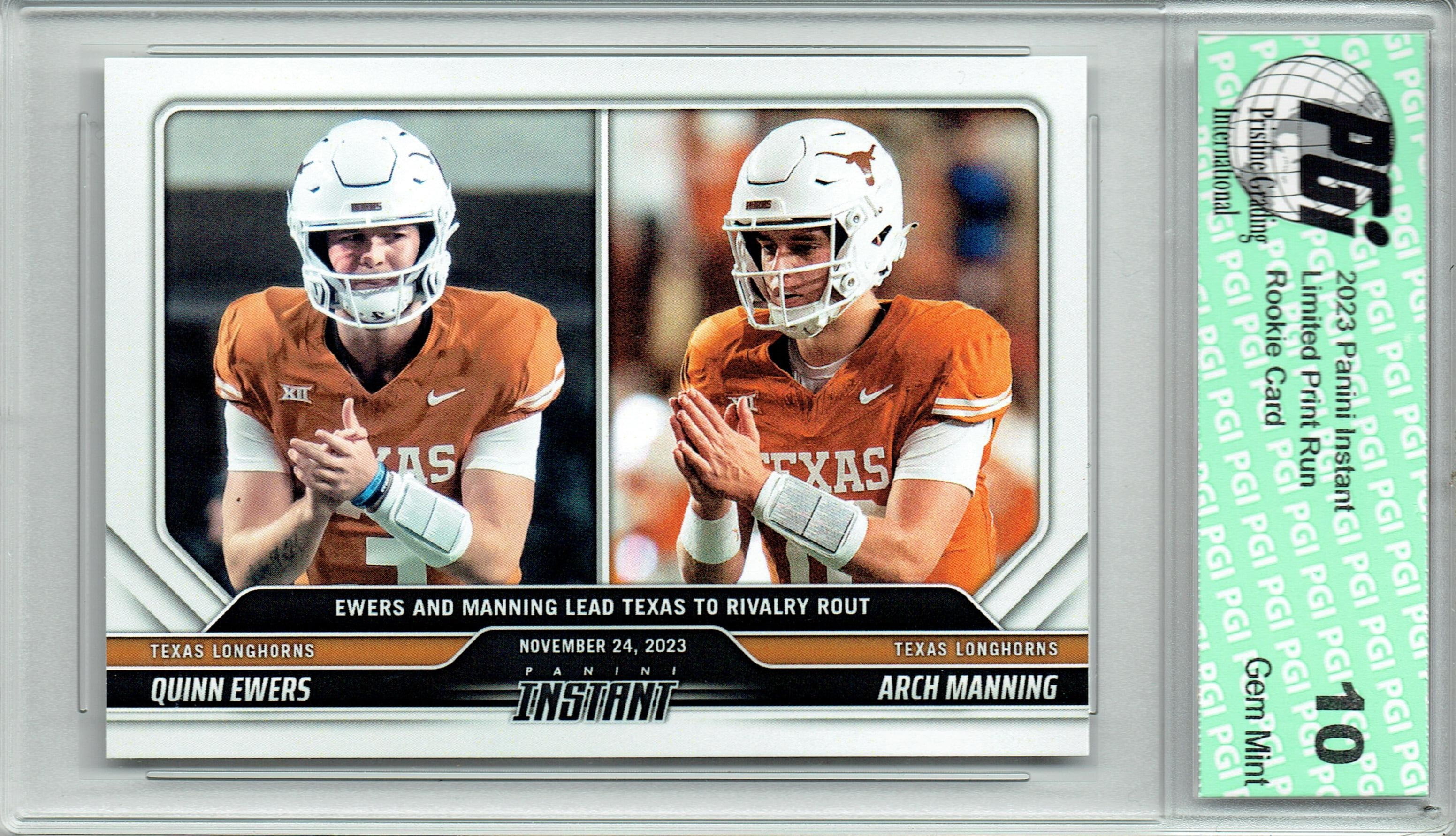 Arch Manning 2023 Panini Instant #43 w Quinn Ewers Rookie Card PGI 10 ...