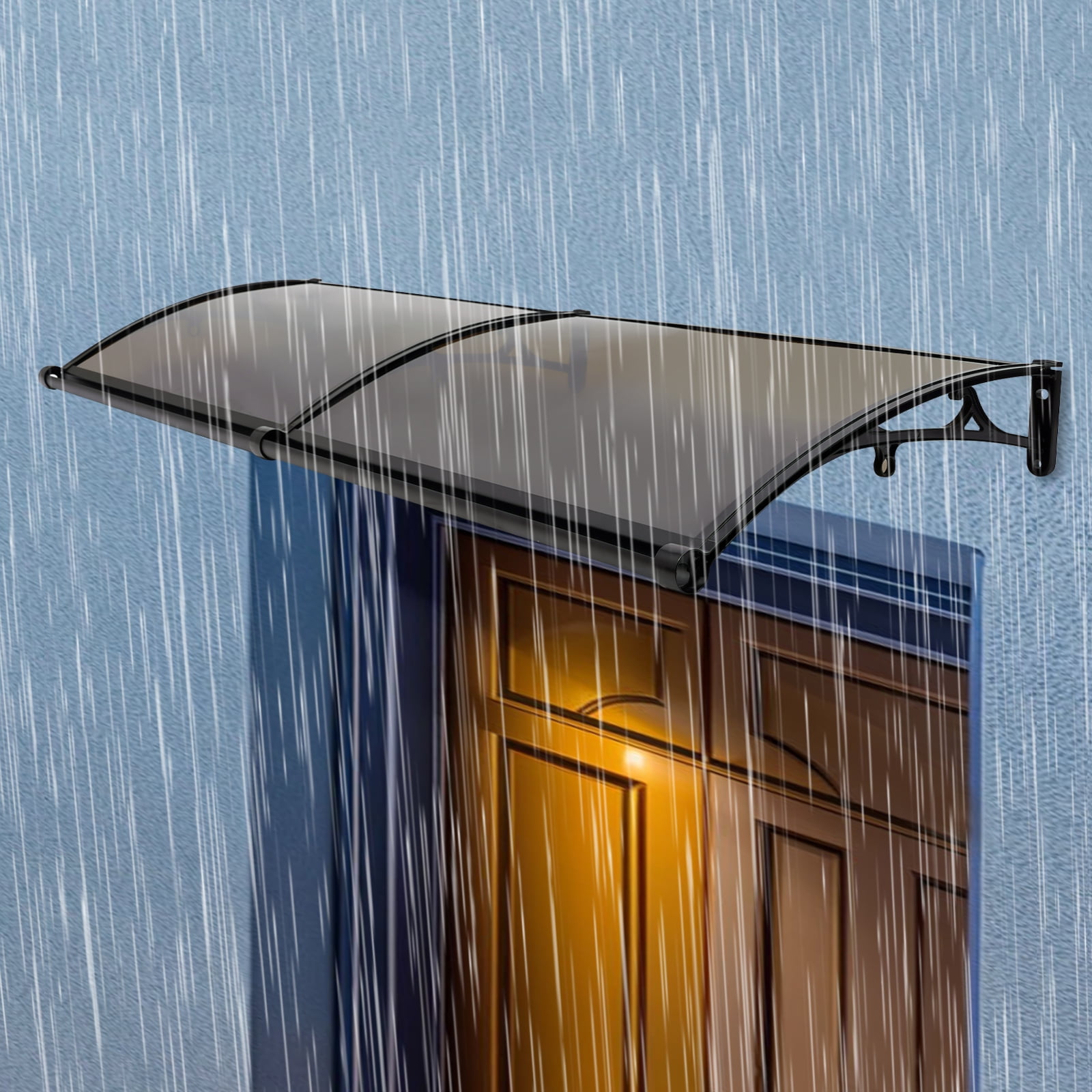 Arch Rainshed with Drainage Gutter, 78.7x23.6in Aluminum Alloy ...