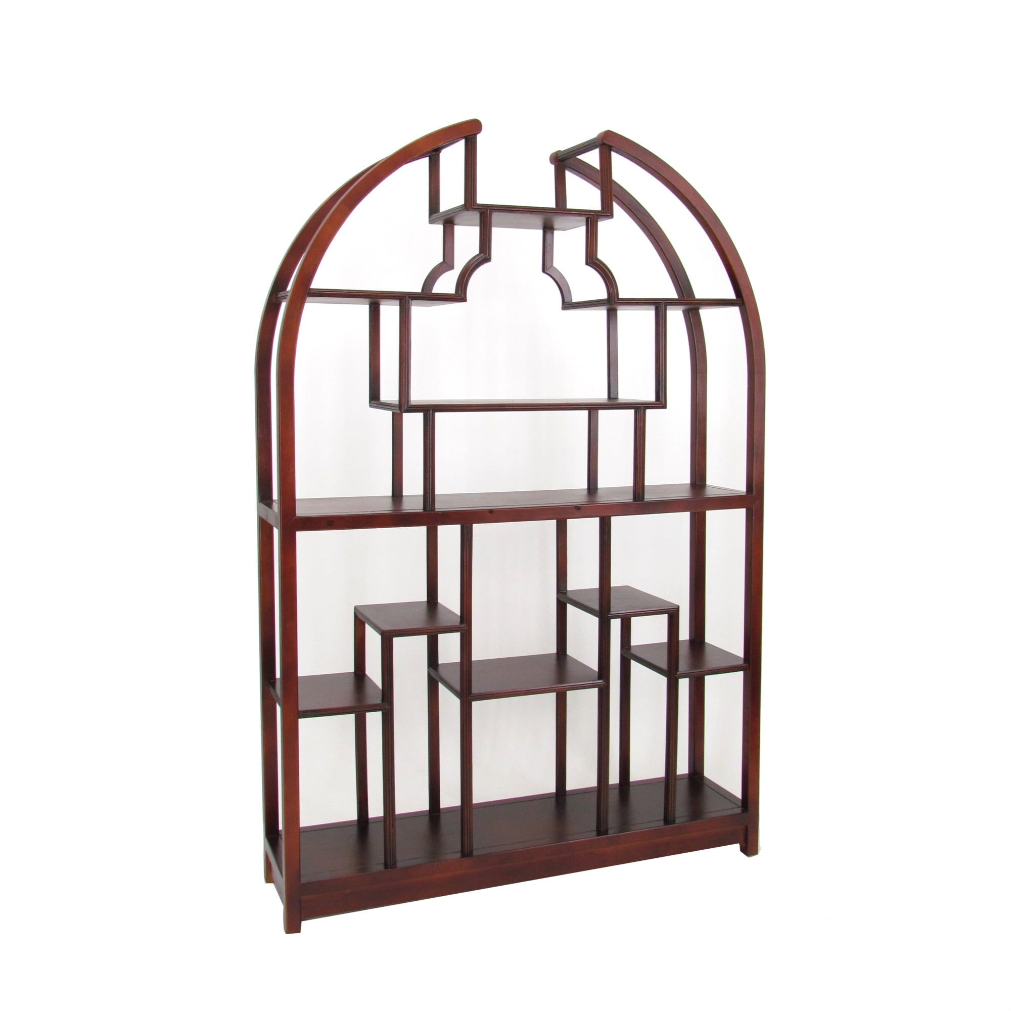 Arch Shape Display Unit with Asymmetric Shelves, Dark Brown - Walmart.com