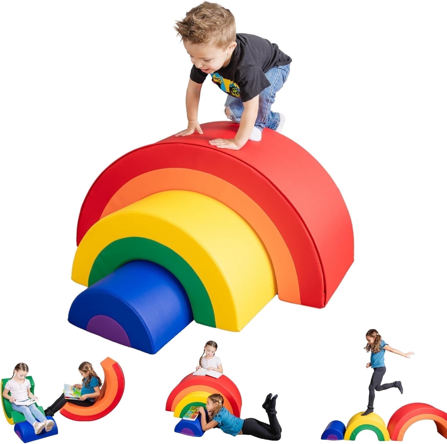 Schooled Rainbow Arch Trio Semi-Circle Soft Play Climbing Blocks Indoor ...