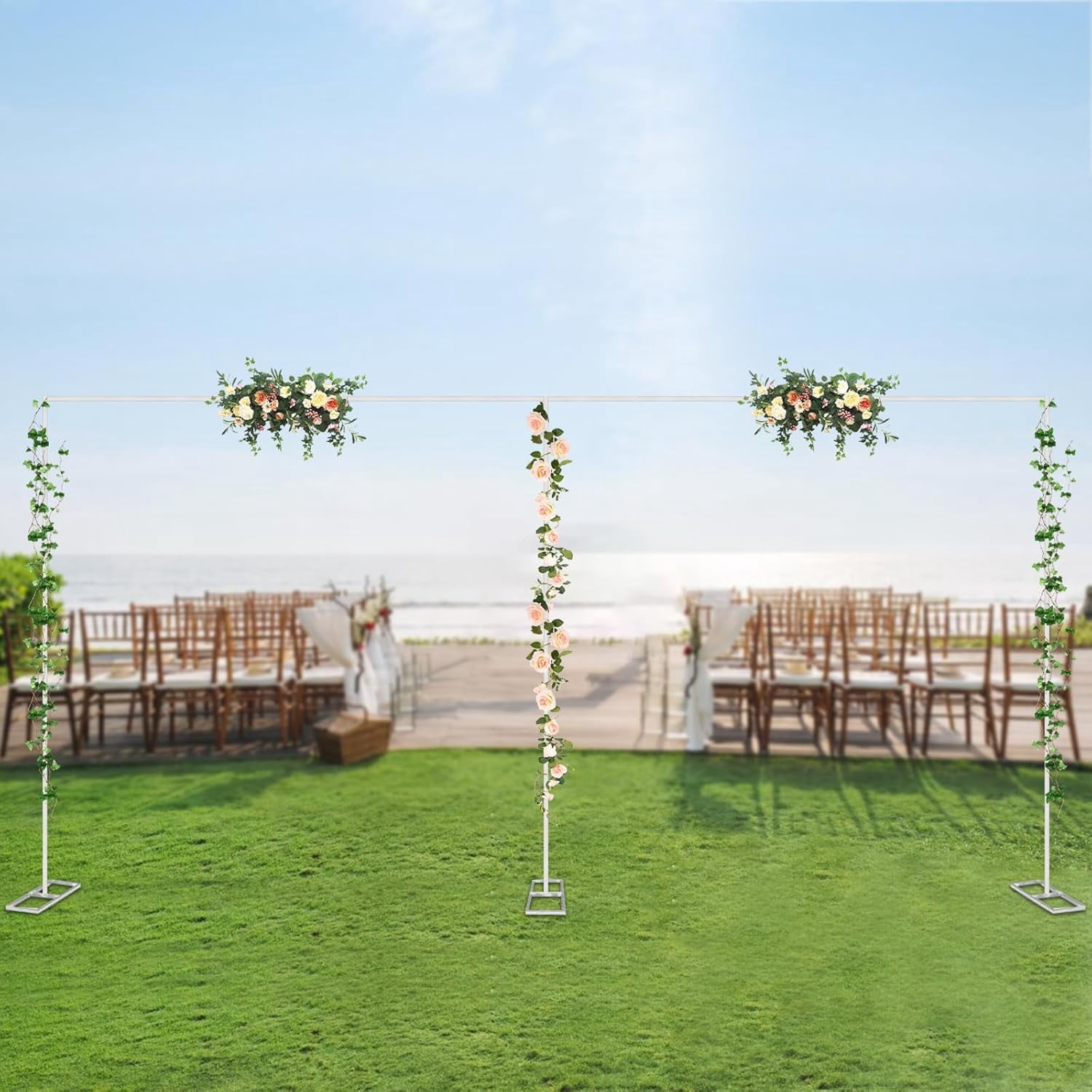 Arch Square Backdrop Stand,2 * 9.8 * 9.84ft Adjustable Metal Flower ...