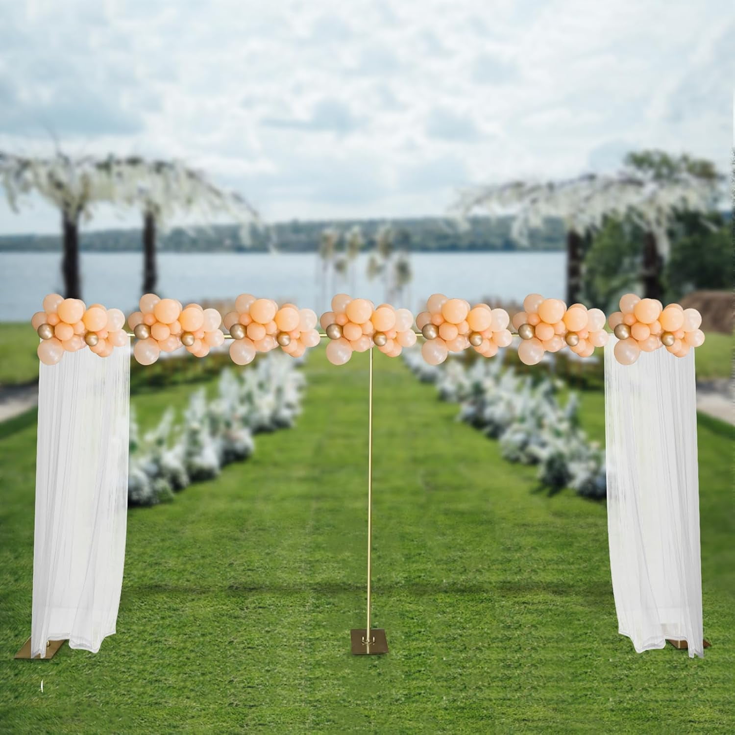 Arch Square Backdrop Stand, 2 * 9.8 * 9.8ft Adjustable Metal Flower ...