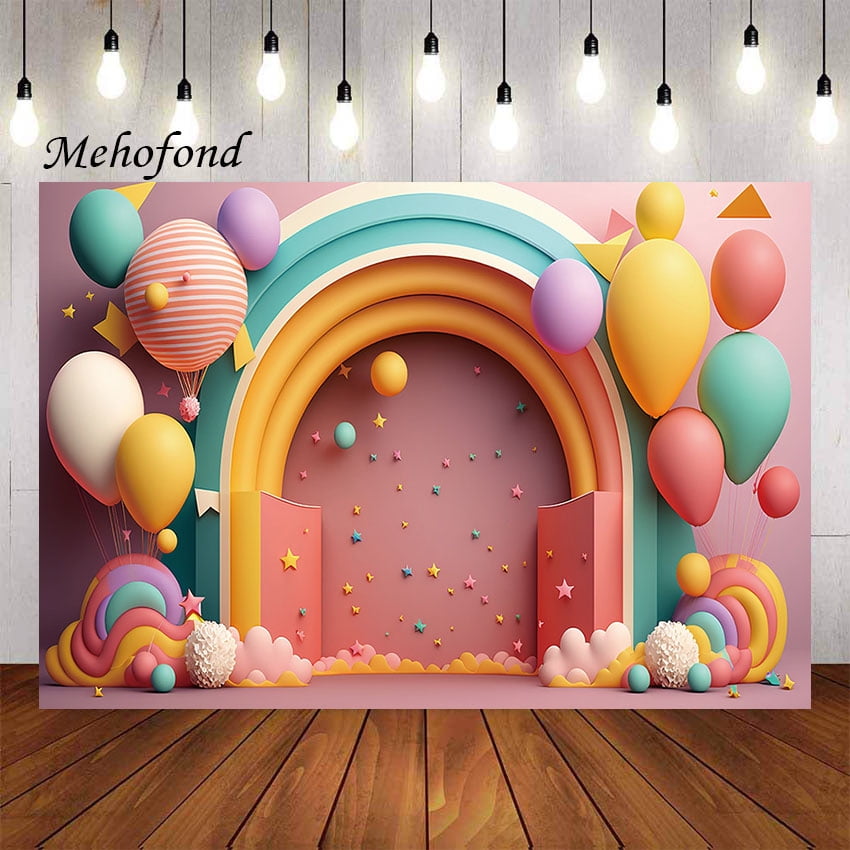 Arch Stars Balloon Ice Cream Kids Birthday Party Cake Smash r Backdrop ...