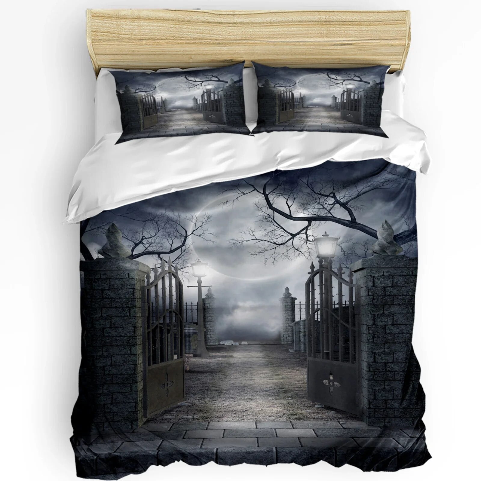 Arch Stone Moon Night Fog House Door 3pcs Bedding Set For Bedroom ...