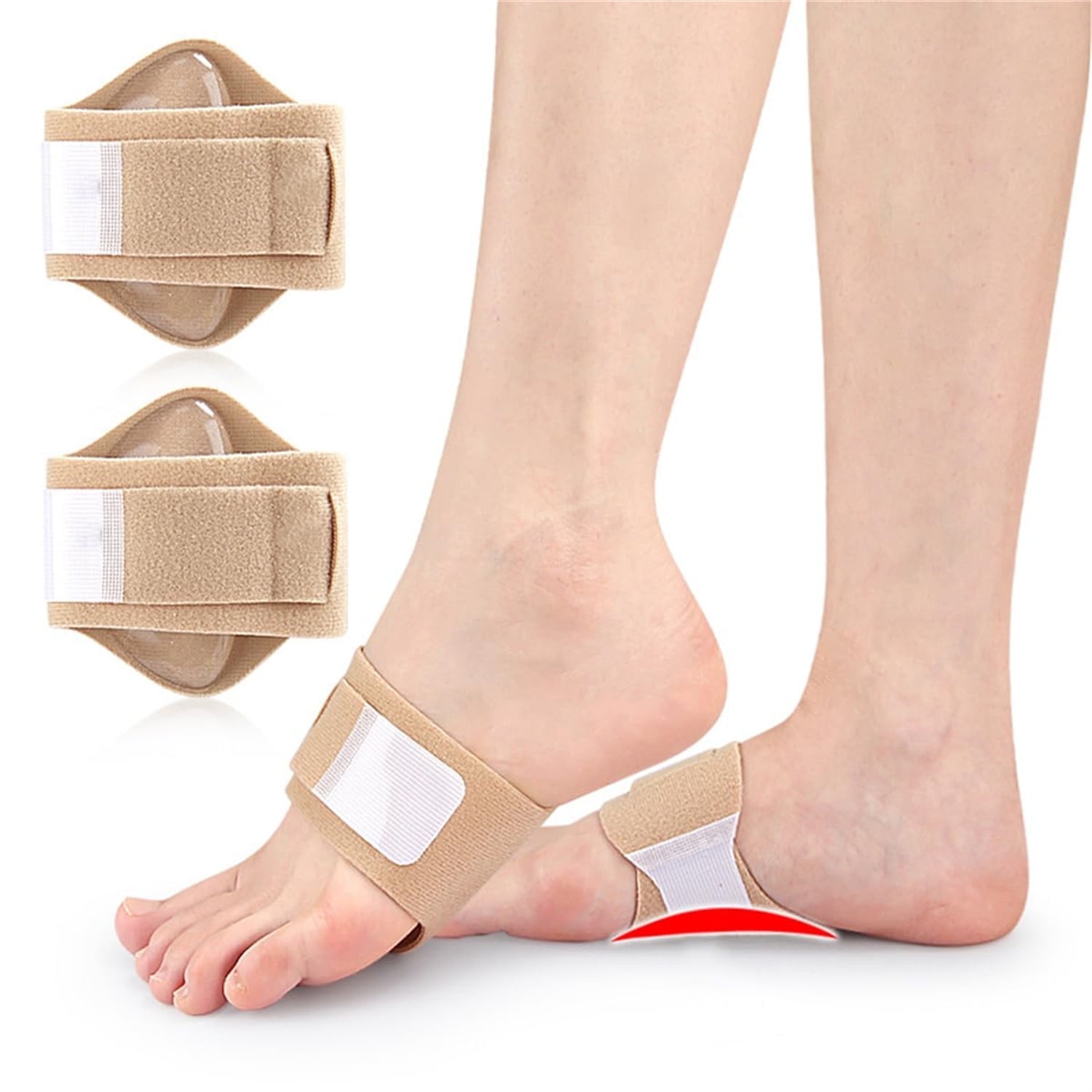 Arch Support Brace Adjustable, 1 Pair Non-Slip Arch Wraps with Soft ...