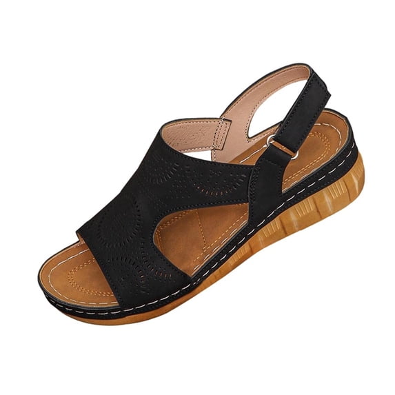 Arch Support Peep Toe Sandals, Womens Orthopedic Wedges with Ankle ...