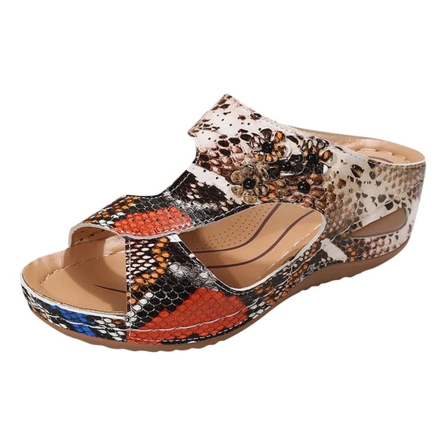 Arch Support Platform Wedges Slip On Beach Slides Women Memory Foam ...
