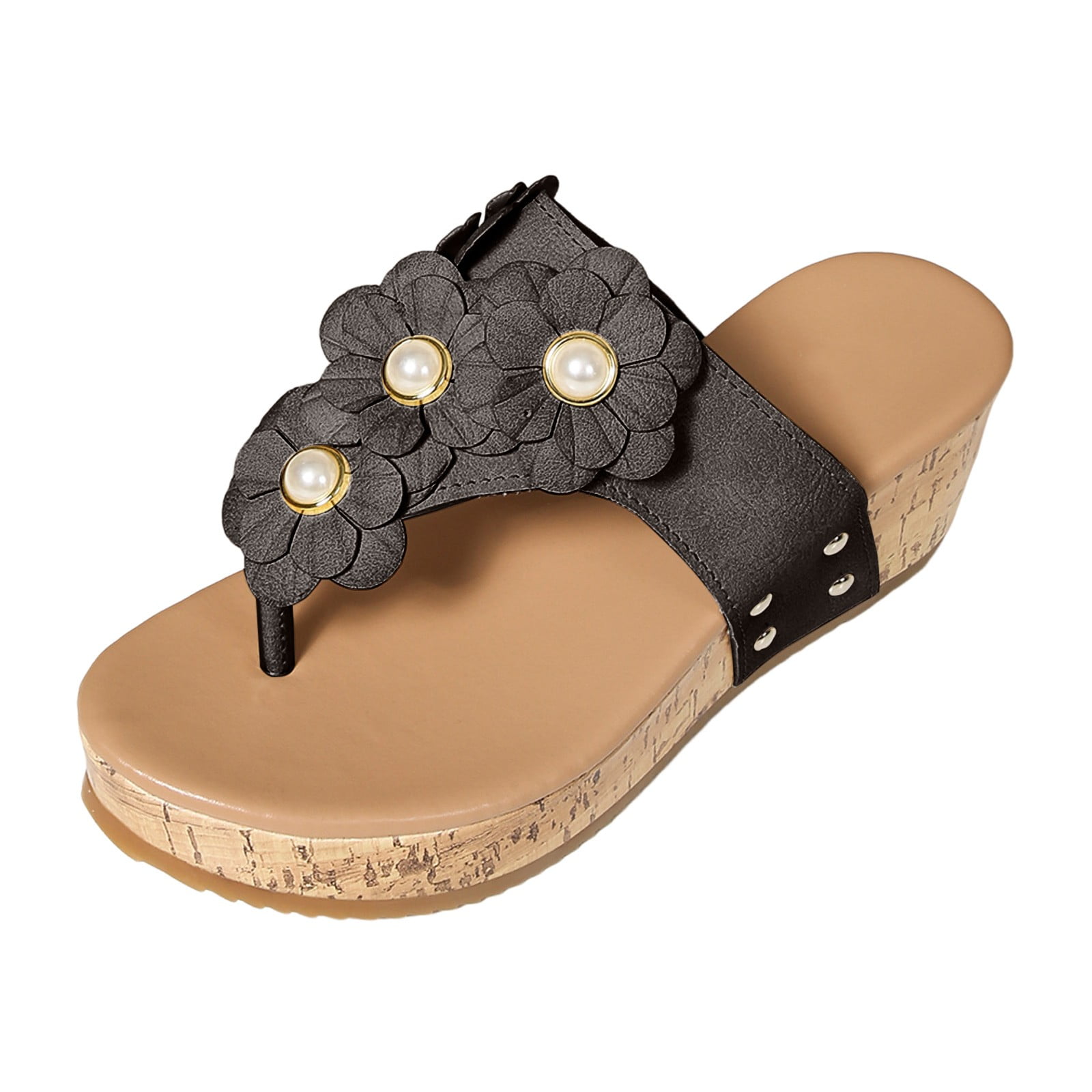 Arch Support Sandal Open Toe Comfy Leather Wedge Non-Slip Summer ...