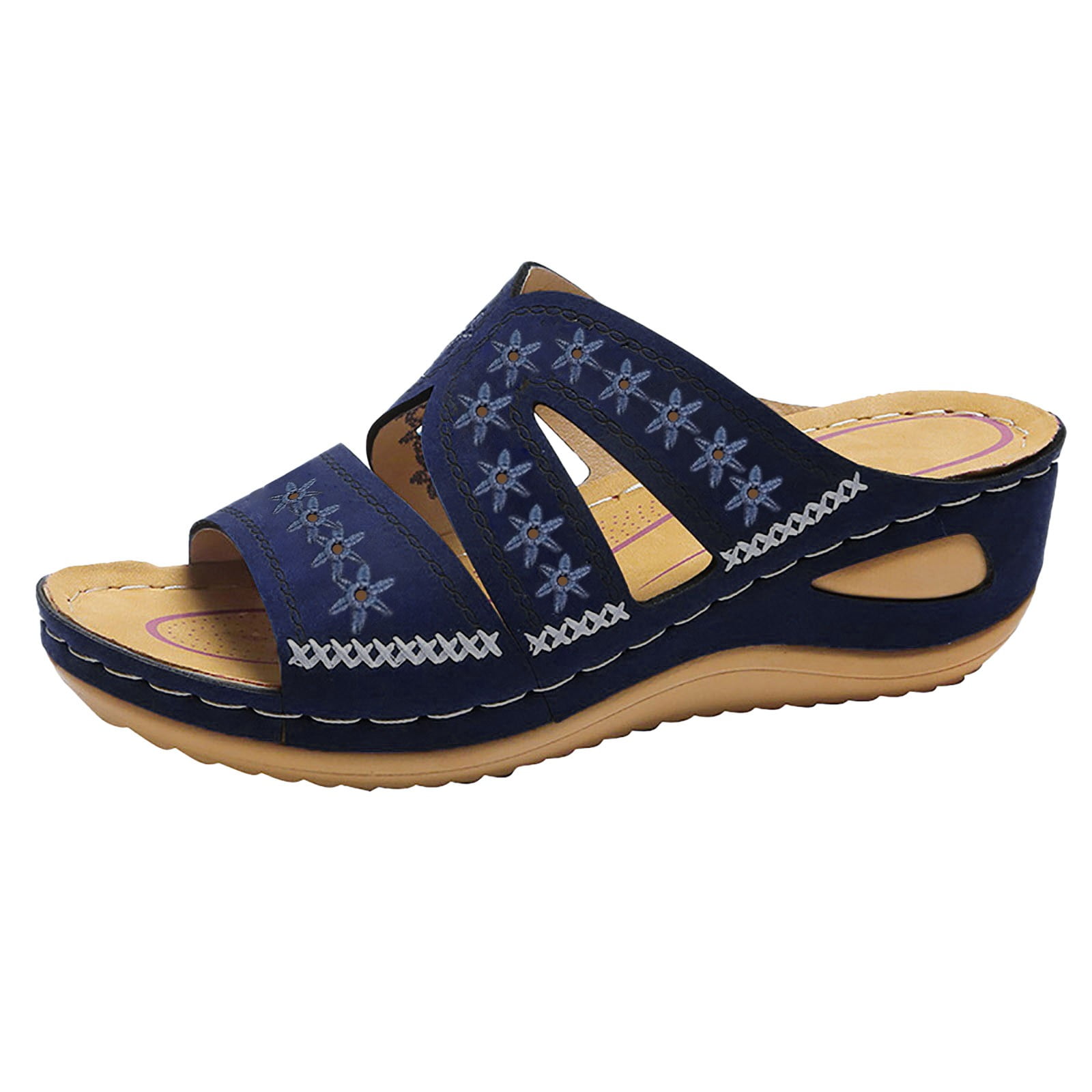 Arch Support Wedge Sandals Women Wide Width Orthopedic Leather Fall ...