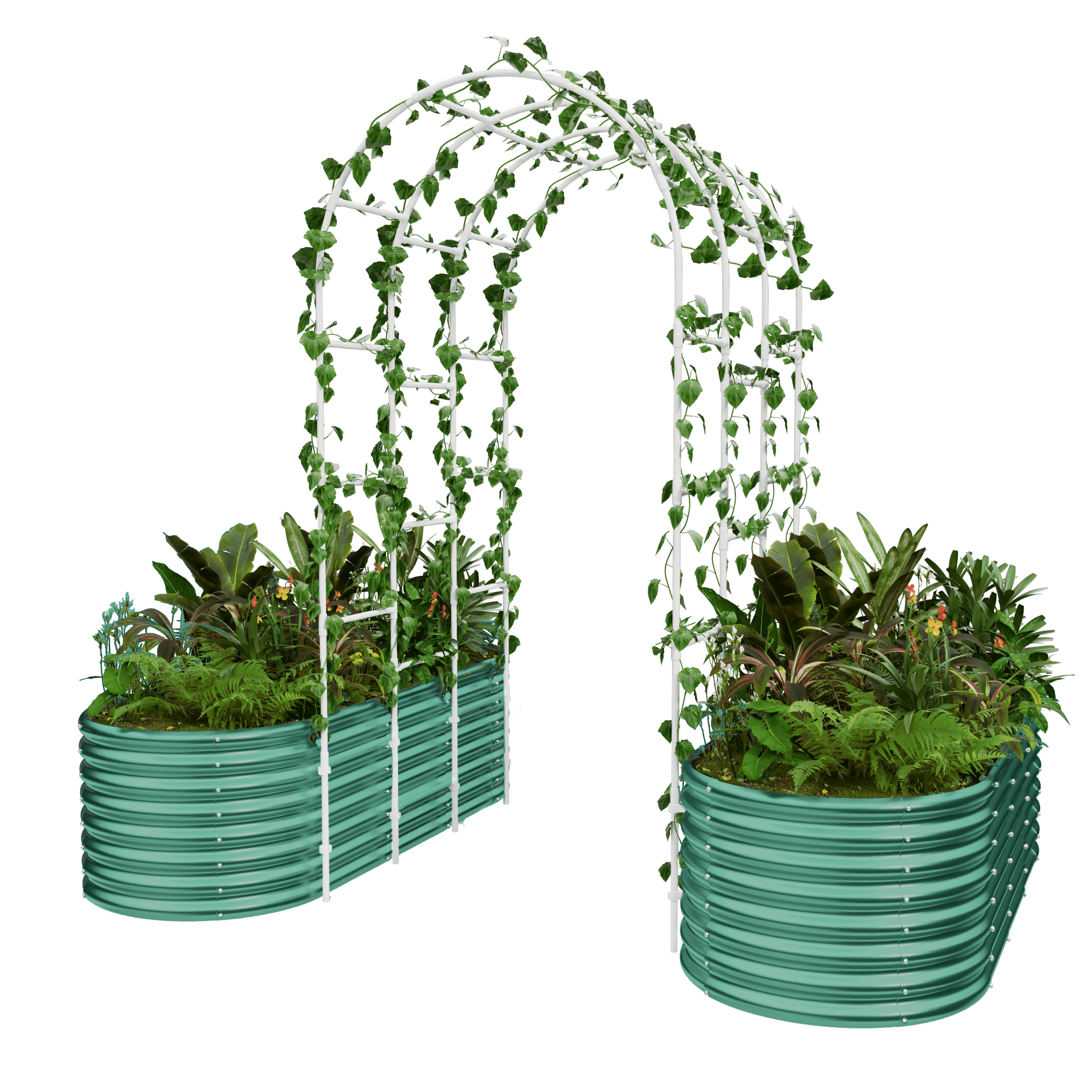 Arch Trellis+ 2Pack 7.5x3x2ft Galvanized Raised Garden Beds - Walmart.com