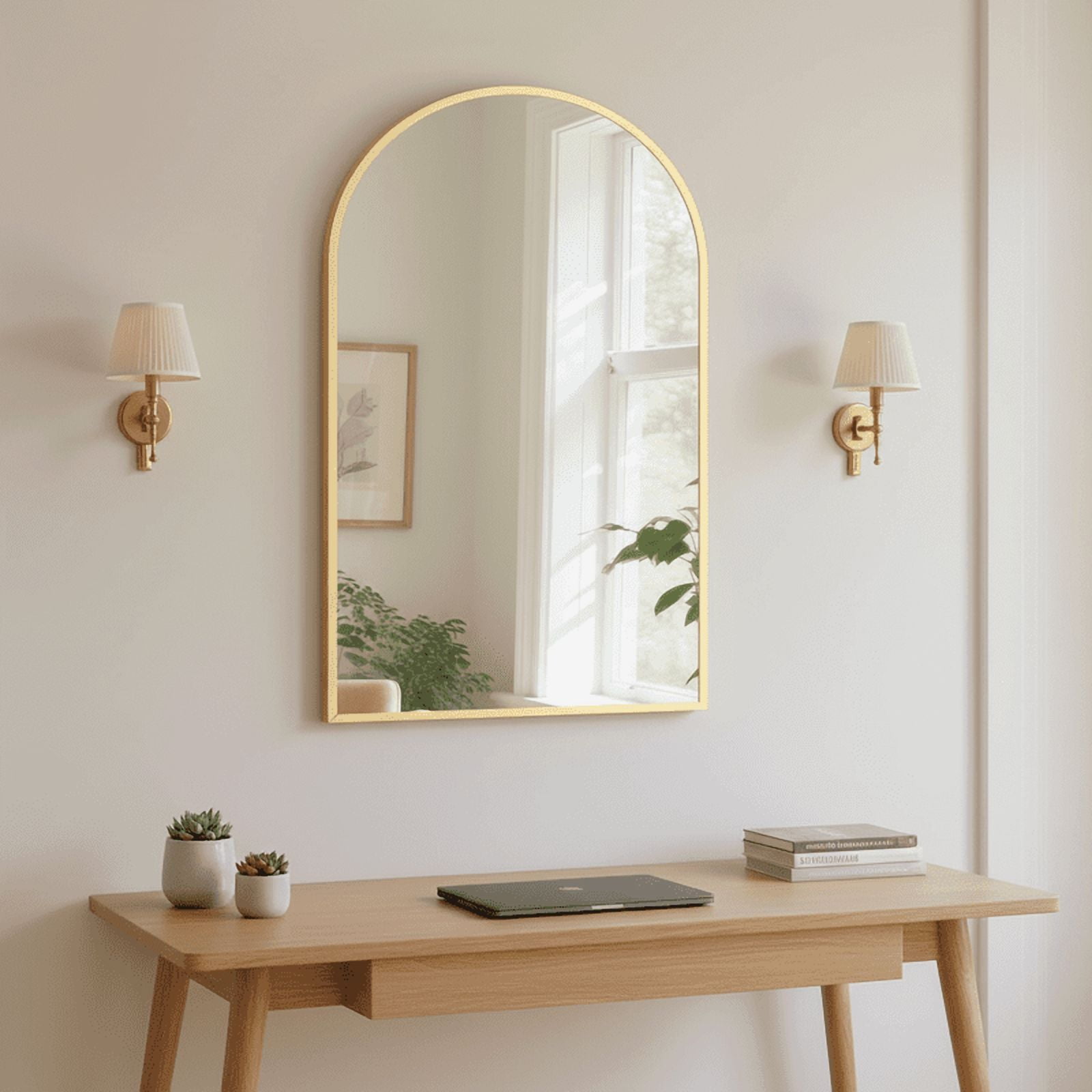 Arch Wall Mirror 26x38 Inch, Black Aluminum Alloy Framed Mirror for ...