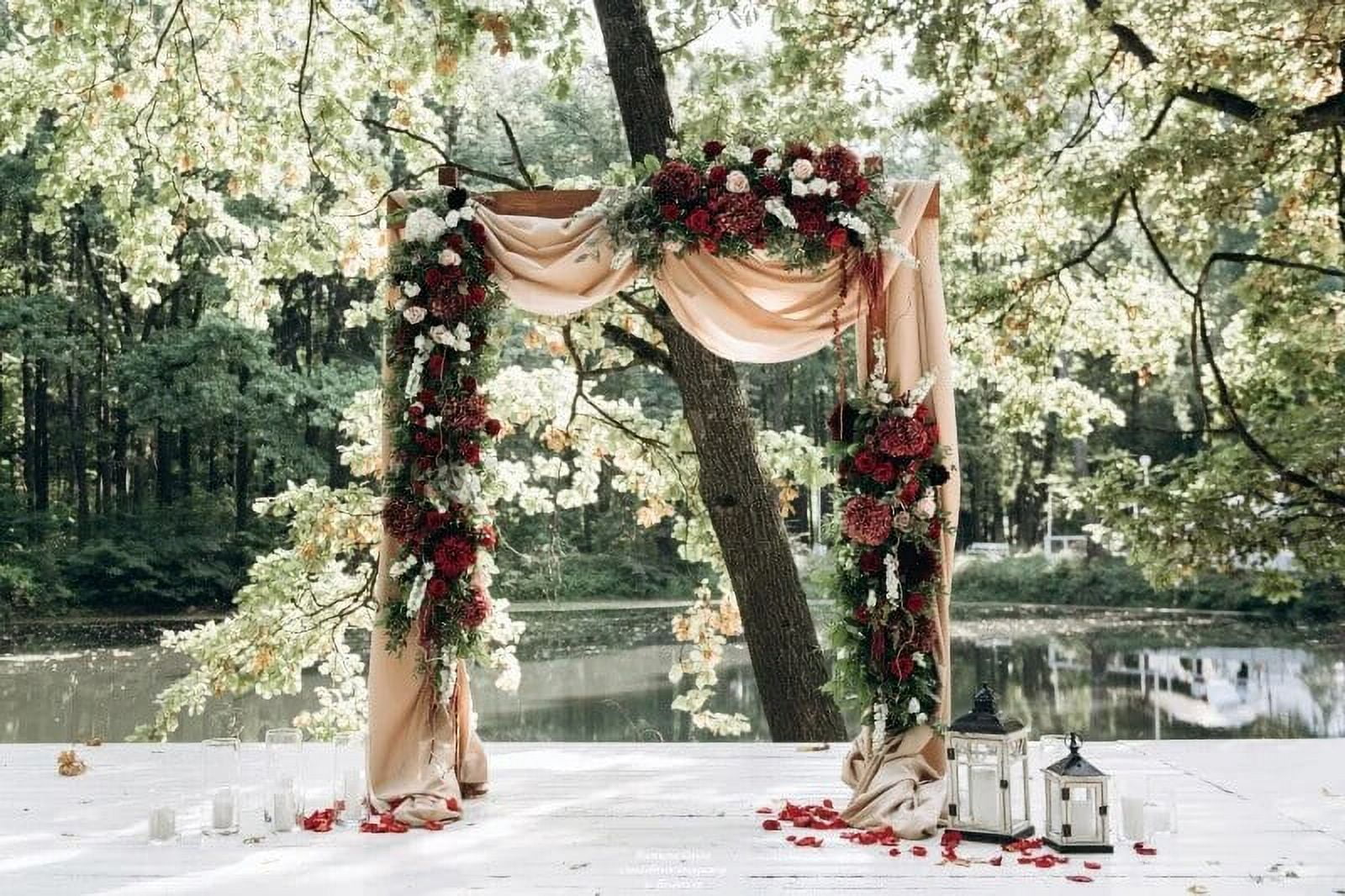 Arch Wedding Flowers Backdrop Outdoors Ceremony Spring Lakeside Pink ...