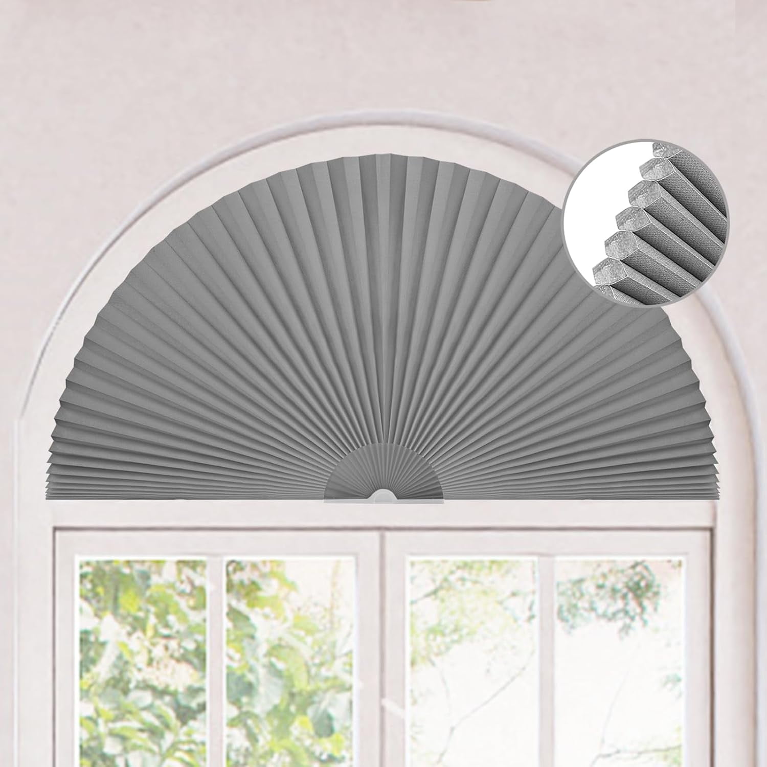 Arch Window Shade Blackout Half Circle Cellular Shades Cordless No ...