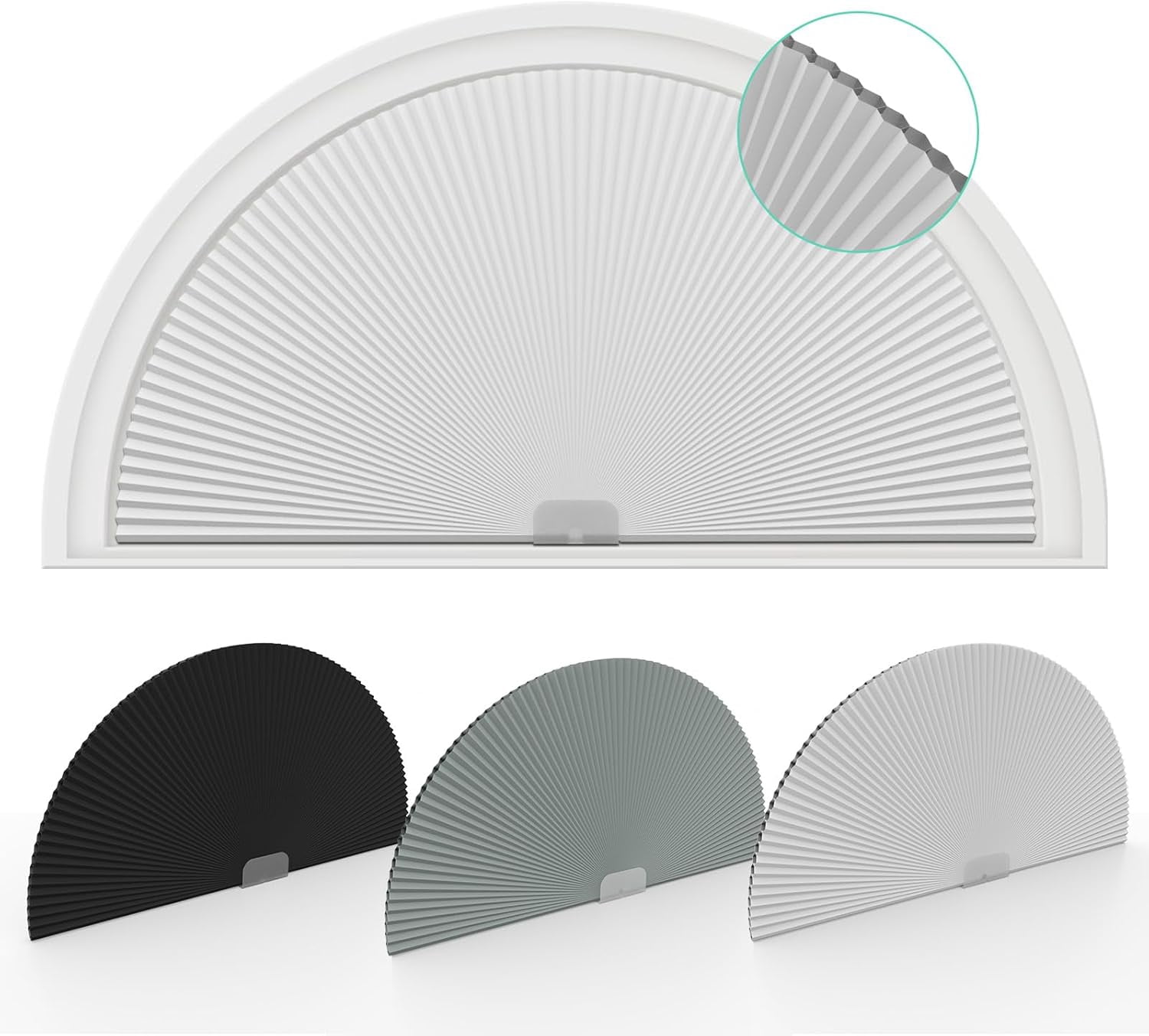 Arch Window Shades Blackout,Half Moon(Radius: 24") Blackout Pleated ...