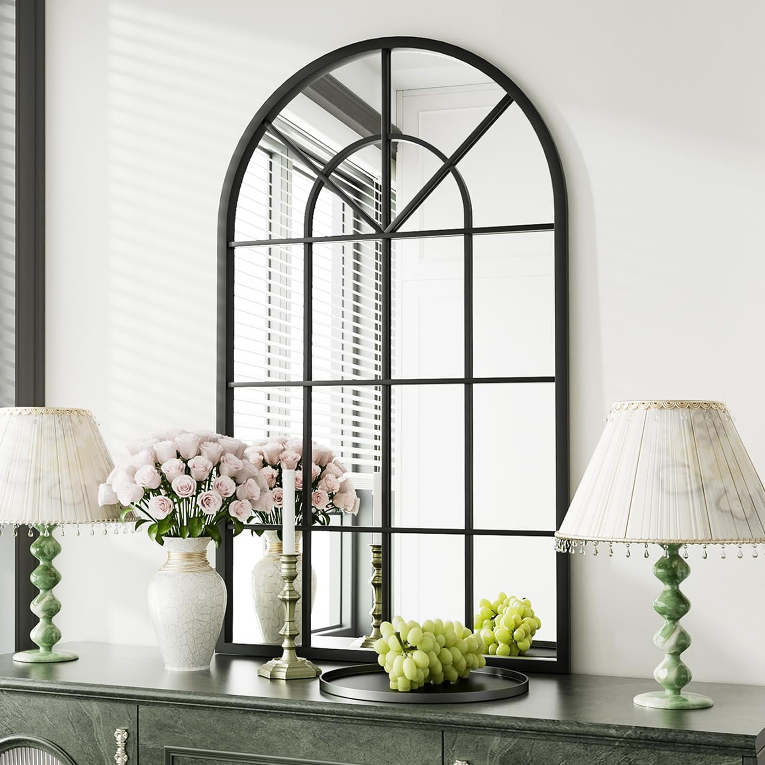Arch Window Wall Mirror Mounted Decorative, 24"x42", Arched Window Pane ...