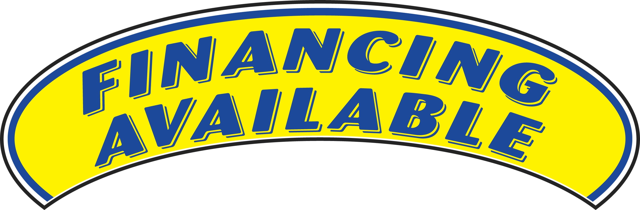 Arch Windshield Slogan Sticker - Blue/Yellow - "Financing Available ...
