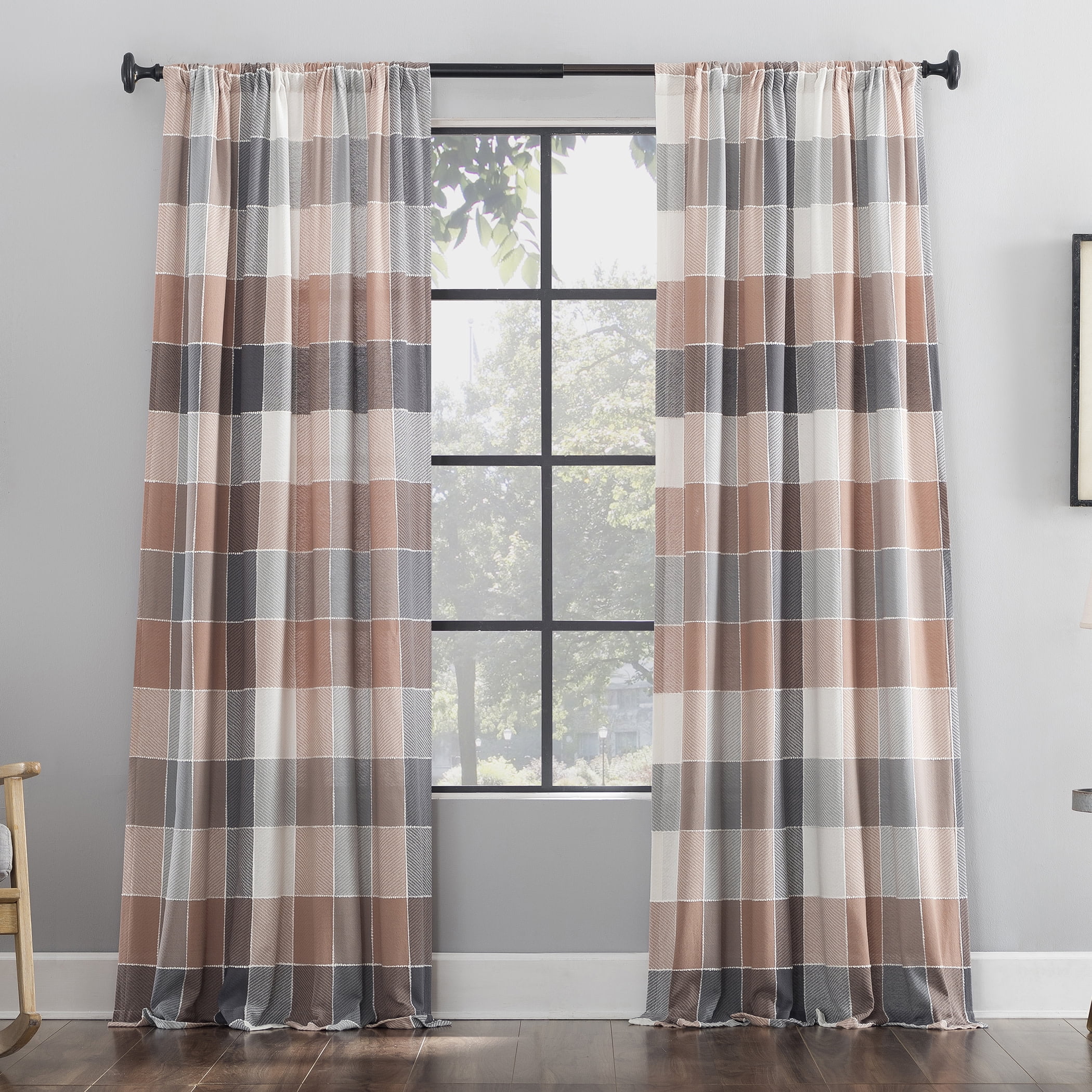 Archaeo Colorblock Plaid 100% Cotton Curtain, 50"x96", 50"x96 ...